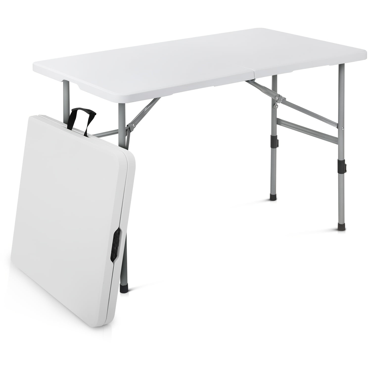 JINL 4ft Foldable Card Table - Portable Lightweight Plastic, Built-In ...