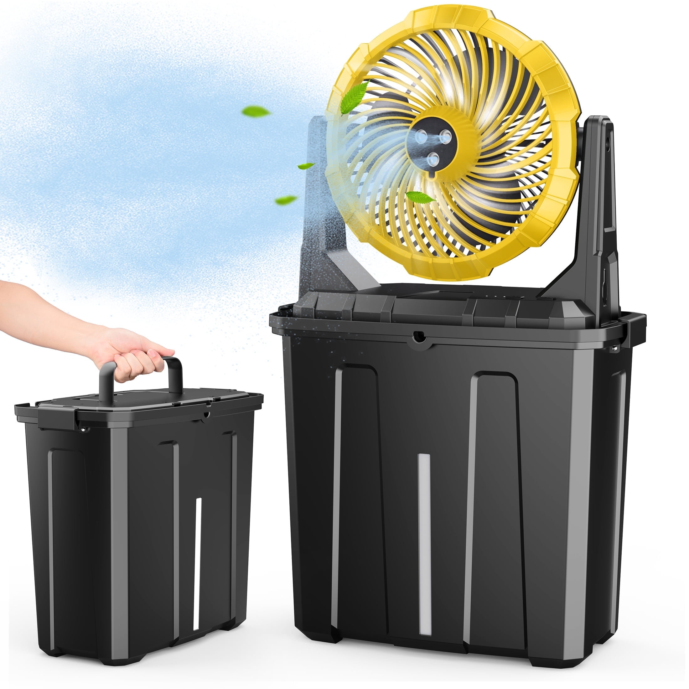 JINLICTE 9L Bucket Portable Misting Fan for Outdoors Patios, 20000mAh ...