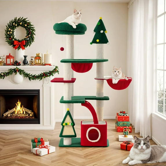 JINLIN 67-Inch Multi-Level Cat Tree Tower, Extra Large Cat Activity ...