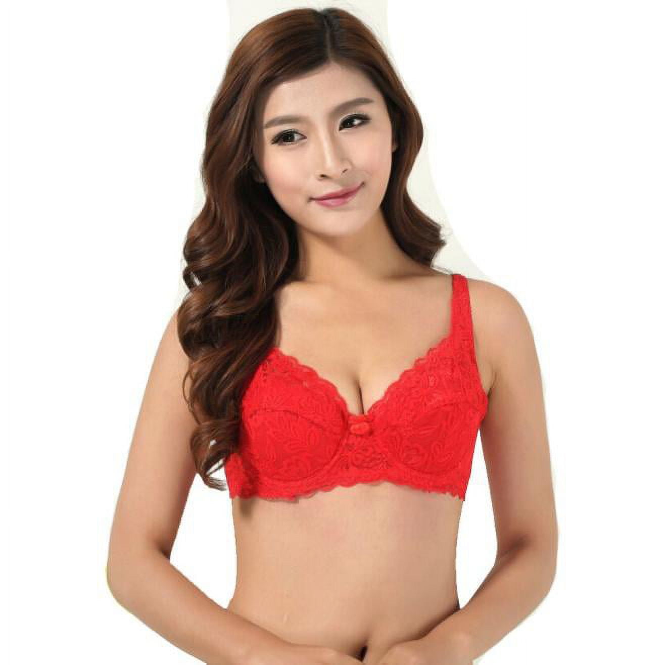 JINMGG 2023 Bras for Women Plus Size Women Push Up Deep V Ultrathin Underwire Padded Lace ...