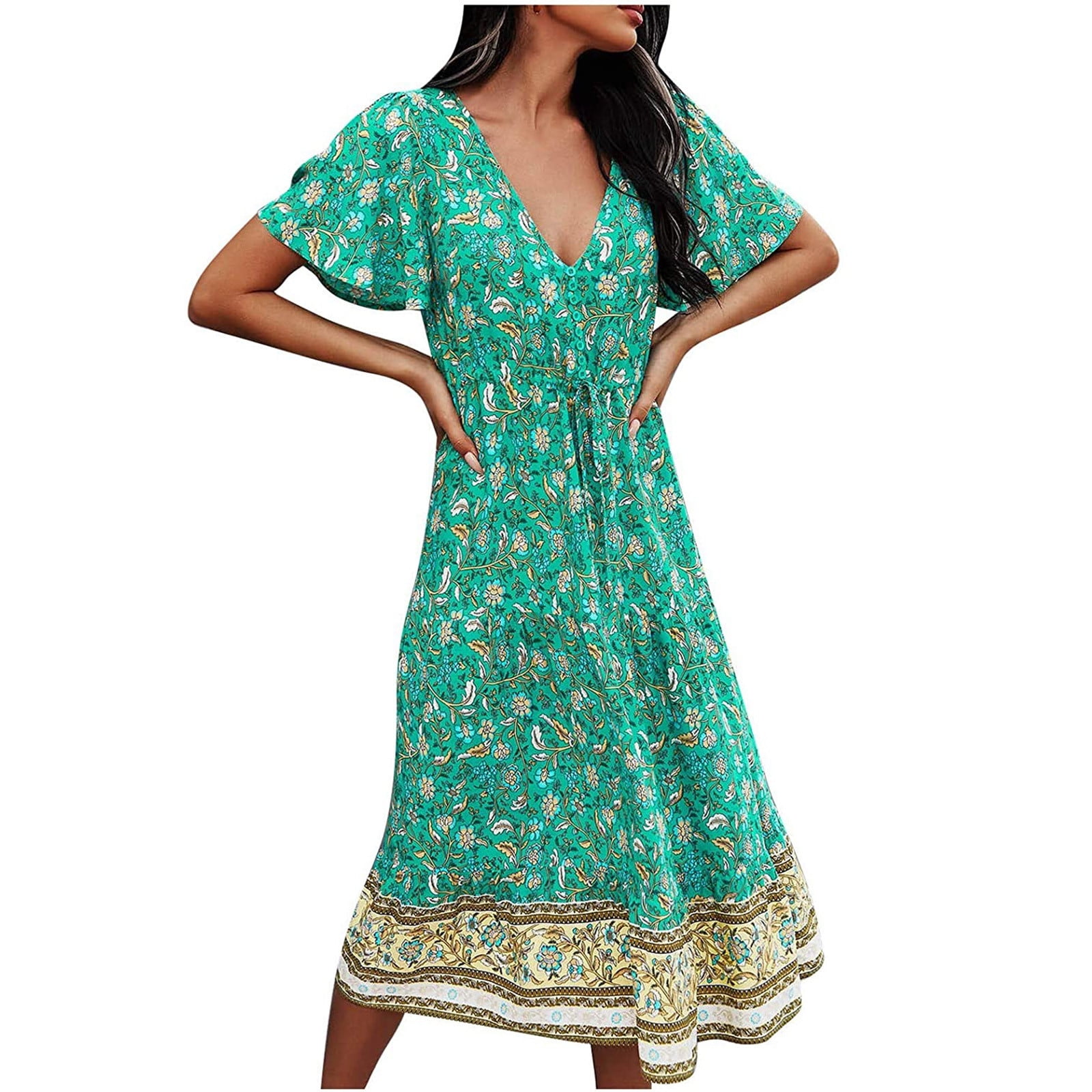 JINMGG 2026 Summer Dresses under $10.00 Fashion Women's V-neck Casual ...
