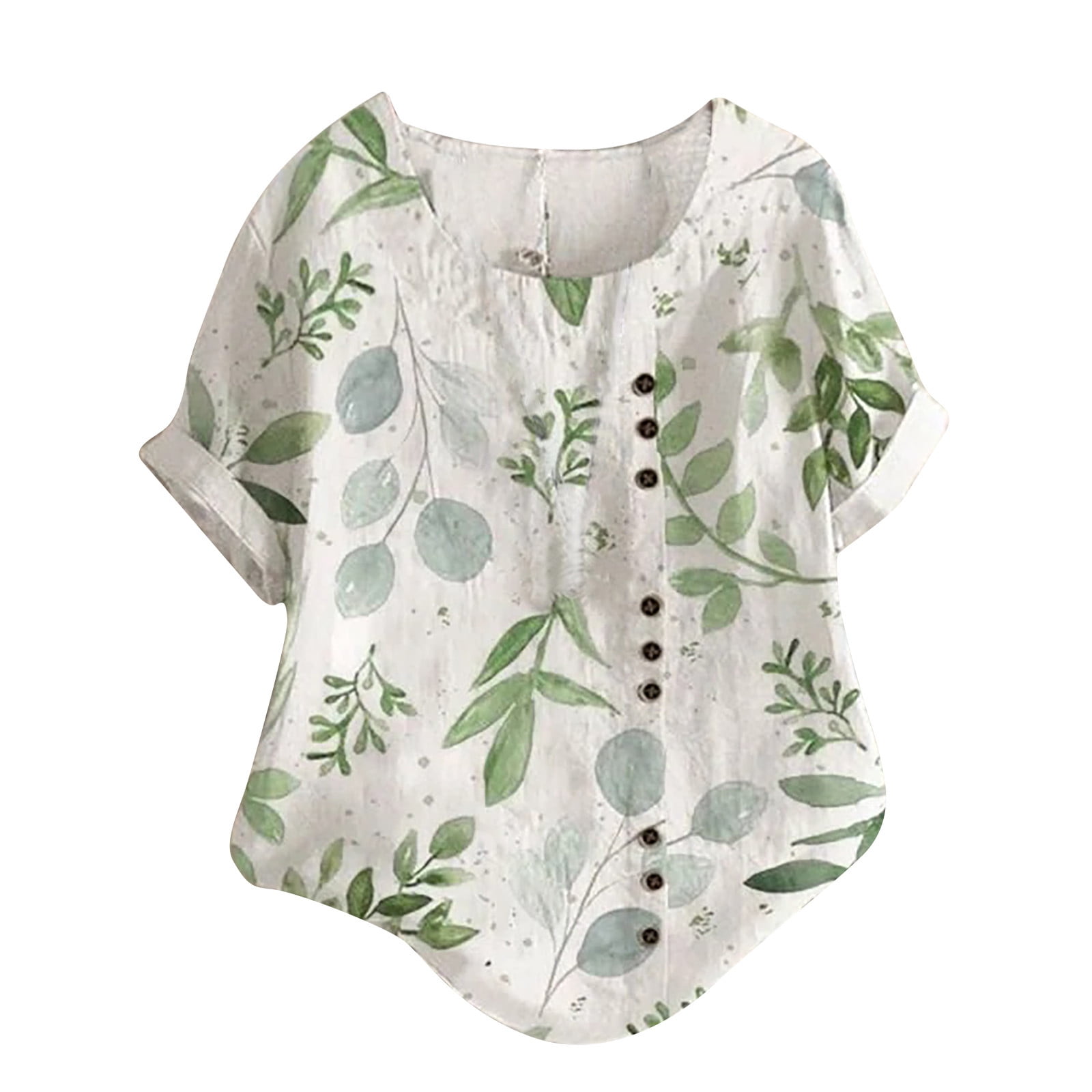 JINMGG Going Out Tops for Women Women Buttons Short Sleeve Floral Print ...