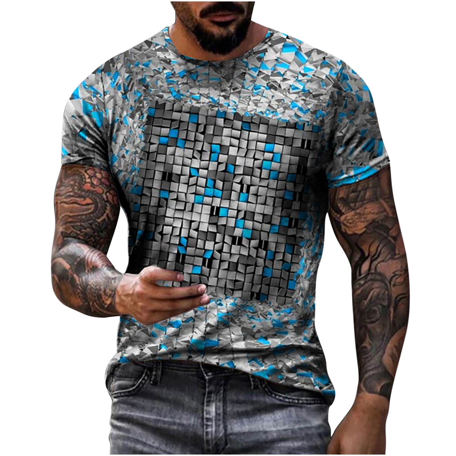 JINMGG Mens Tops under $5,Men's Unisex Daily T Shirt 3D Print Graphic ...