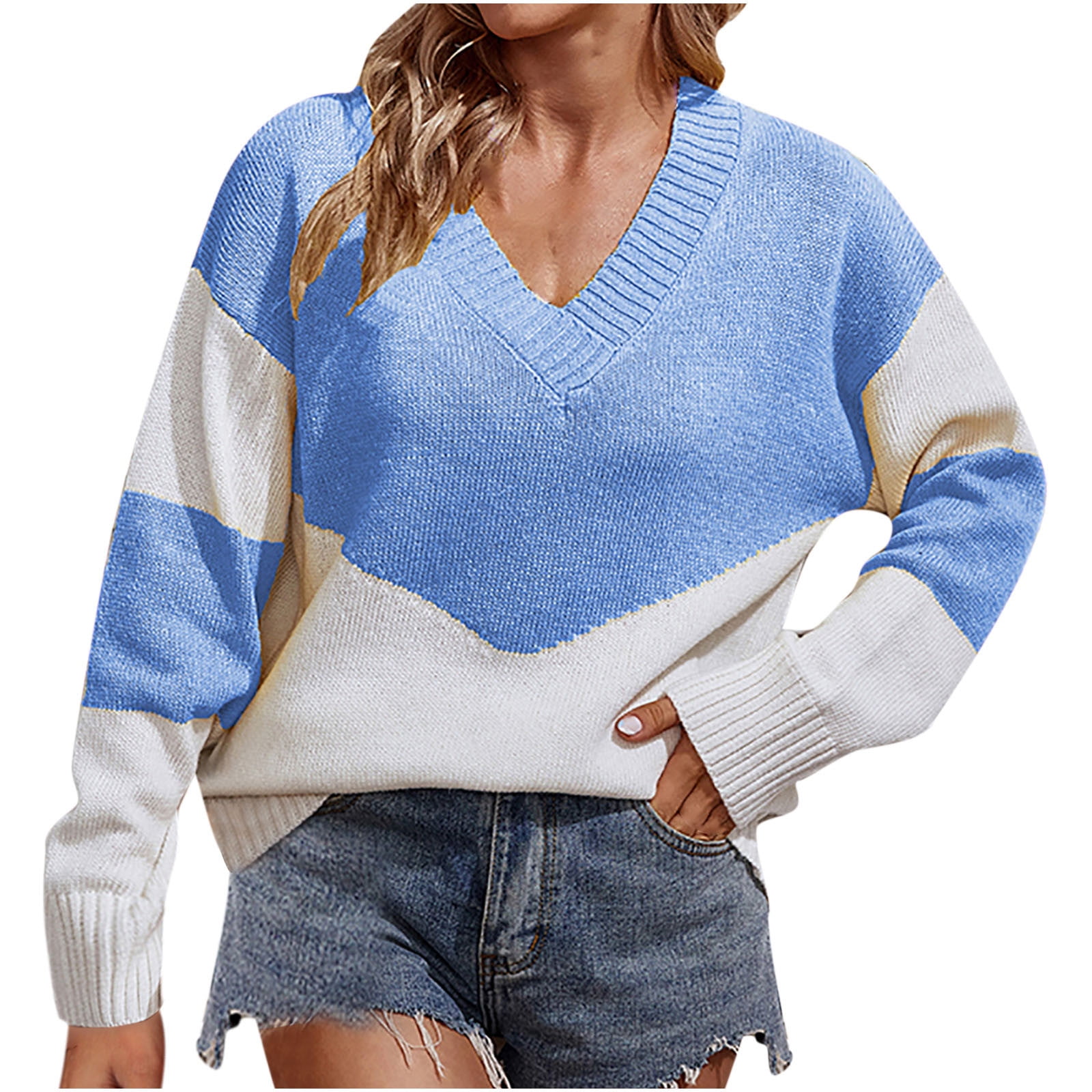 JINMGG V Neck Sweaters for Women Fall Winter Clearance,Women's Enhanced ...