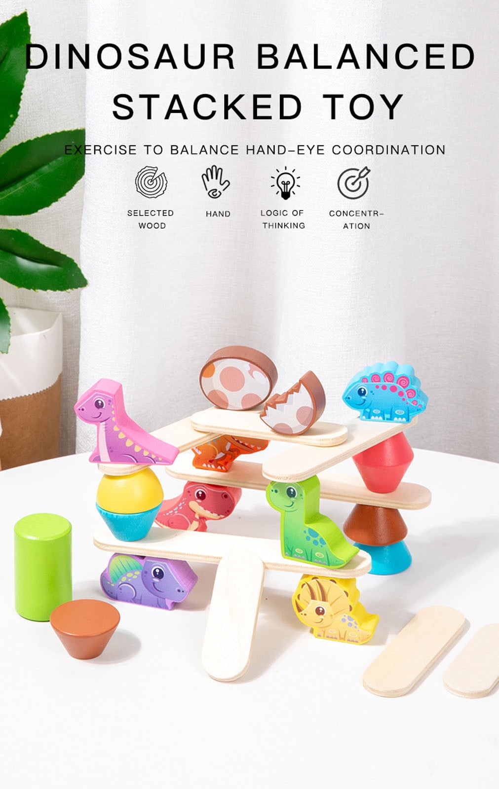 JINMIC Montessori Dinosaur Toys for Toddlers, Preschool Education Toys ...