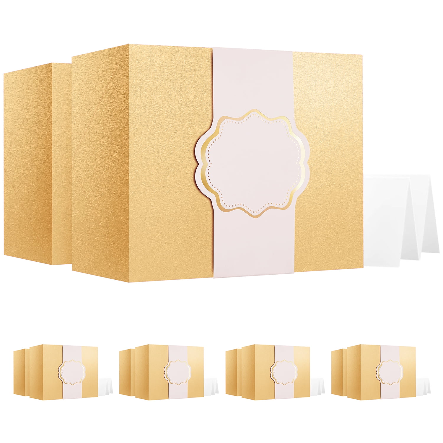 JINMING 10 Gold Gift Boxes with Wrap Bands and Cards, Bridesmaid Boxes ...