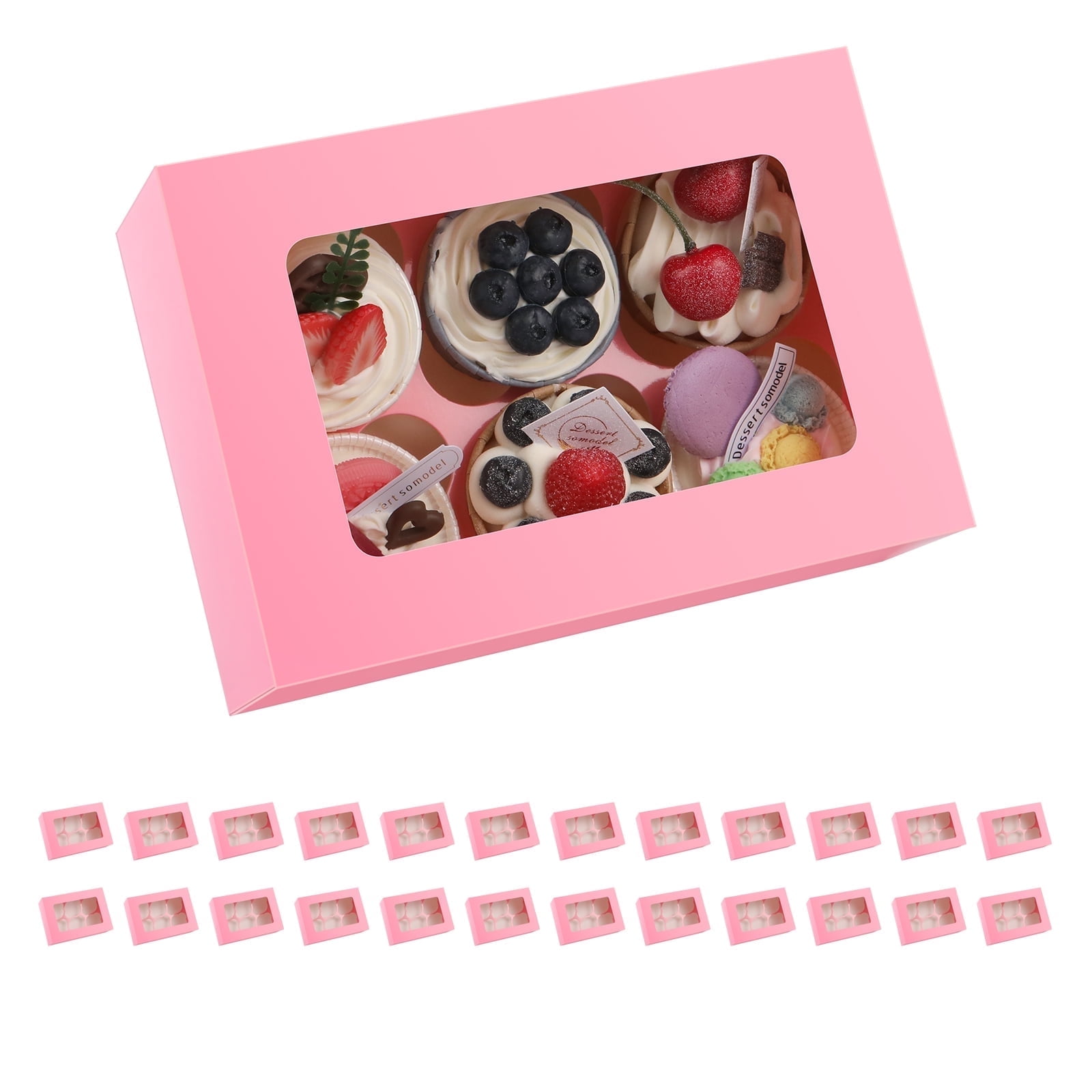 JINMING 6 Count Easter Cupcake Boxes with Window and Inserts, 25 Pack ...