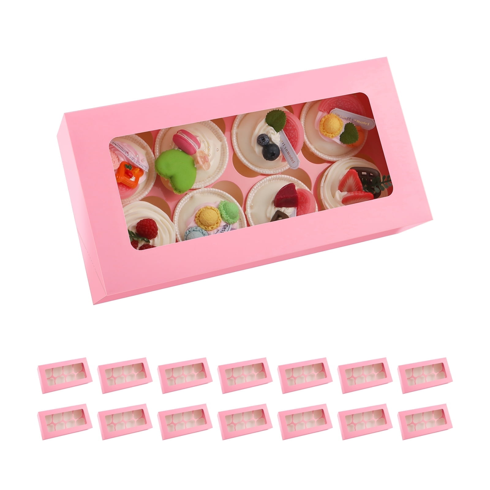 JINMING 8 Count Easter Cupcake Boxes with Window and Inserts, 15 Pack ...
