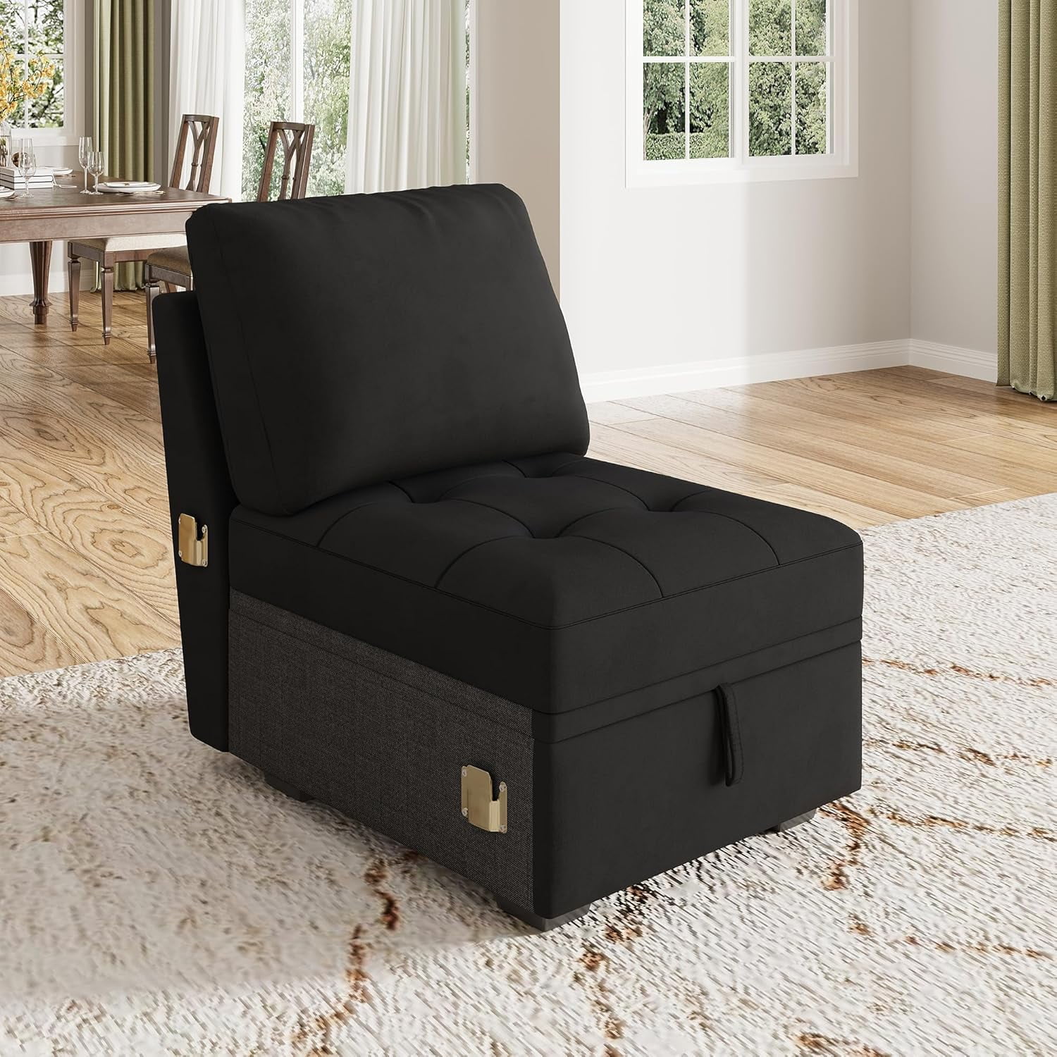 JINMING Modular Sectional Sleeper Sofa with Pull Out Bed, Armless Chair ...