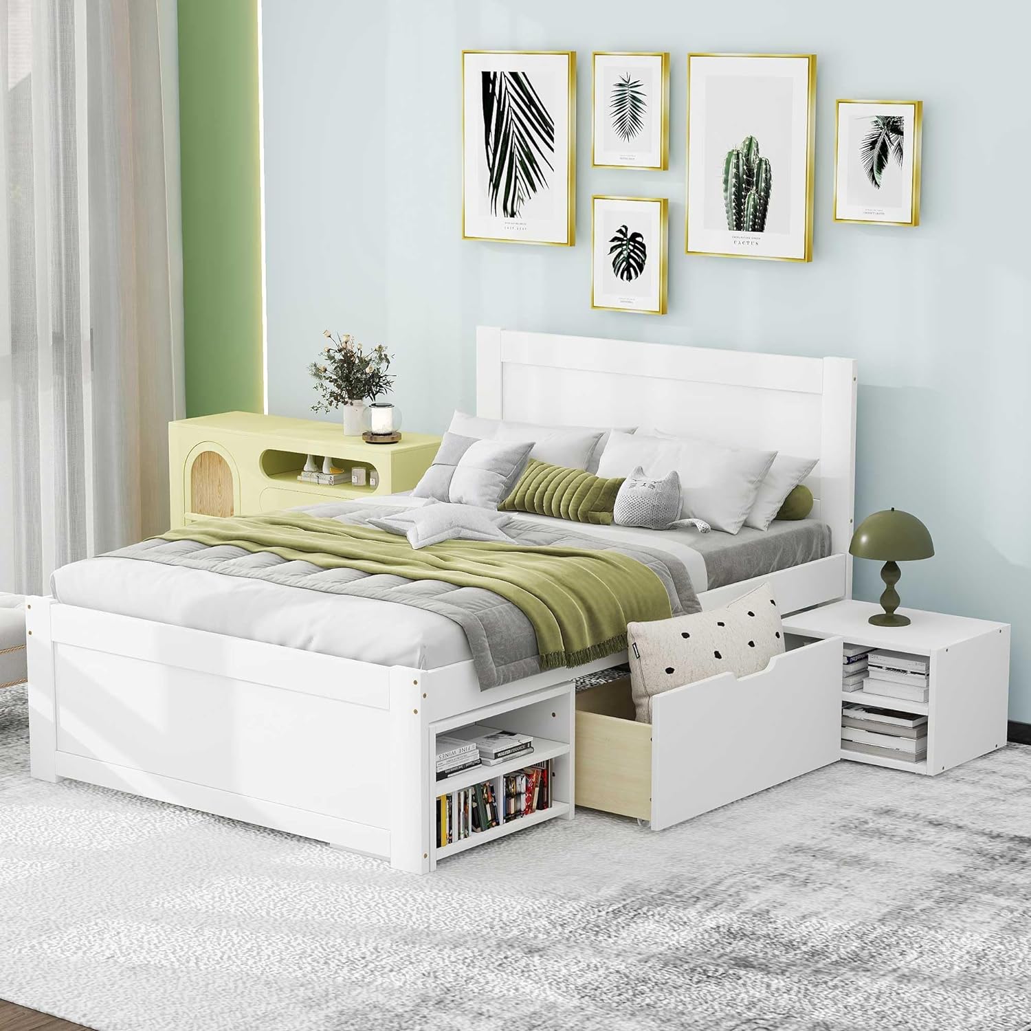 JINMING Twin Storage Bed Frame with Drawers,Wooden Twin Platform Bed ...