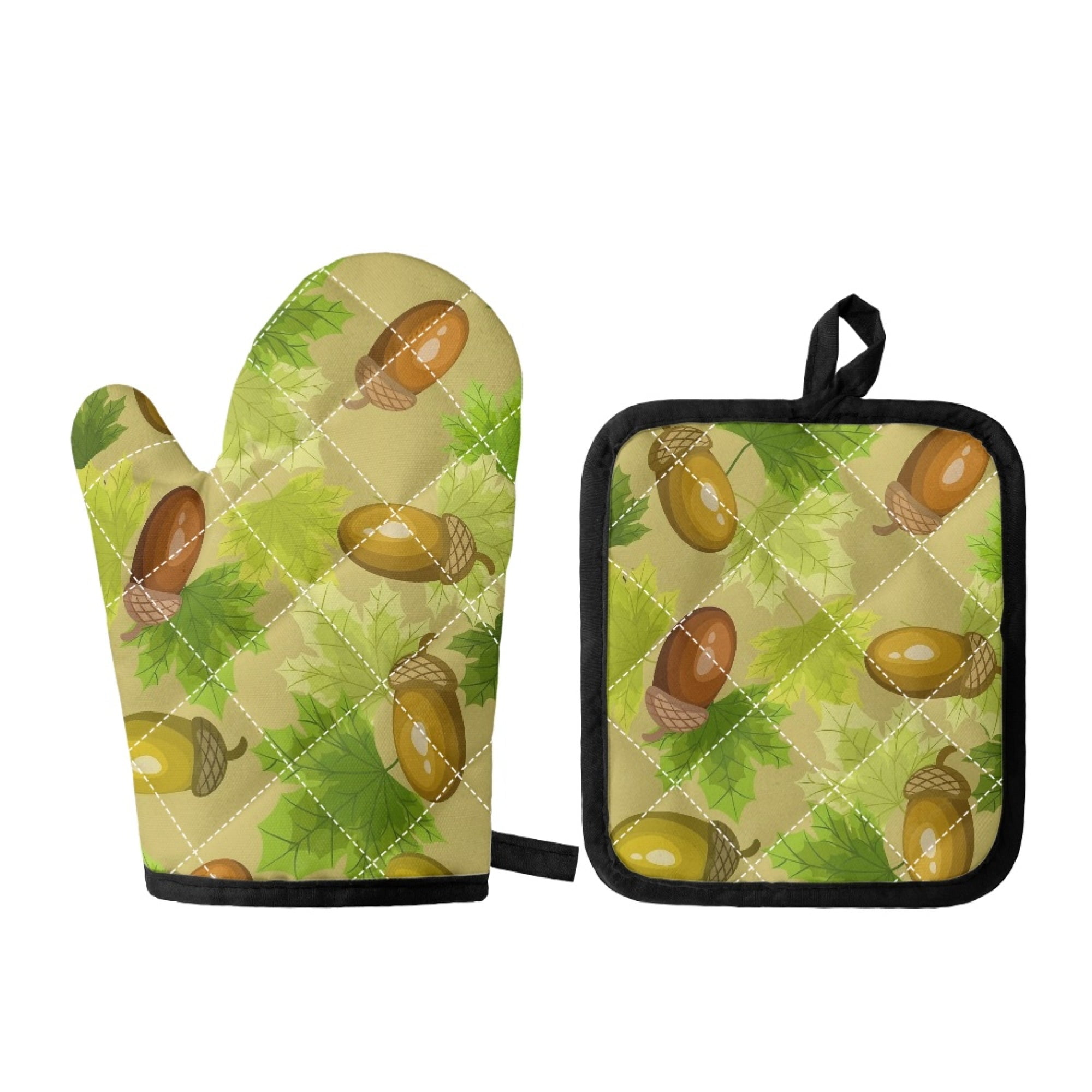 JINMUZAO Leaf Oven Mitts, 2pcs Short Kitchen Mittens, Heat Resistant ...
