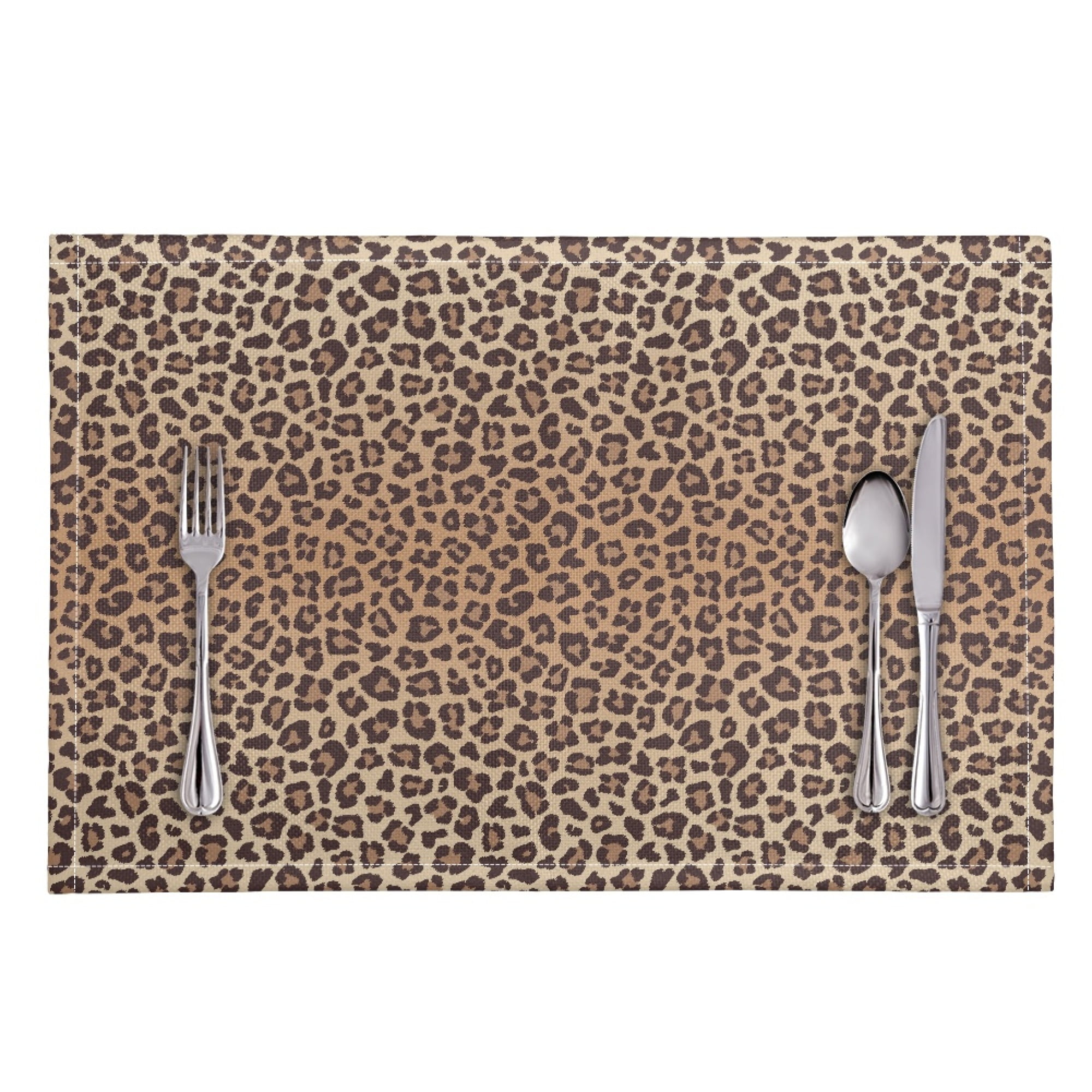 JINMUZAO Leopard Placemats Set of 6, Polyester, Washable & Durable ...