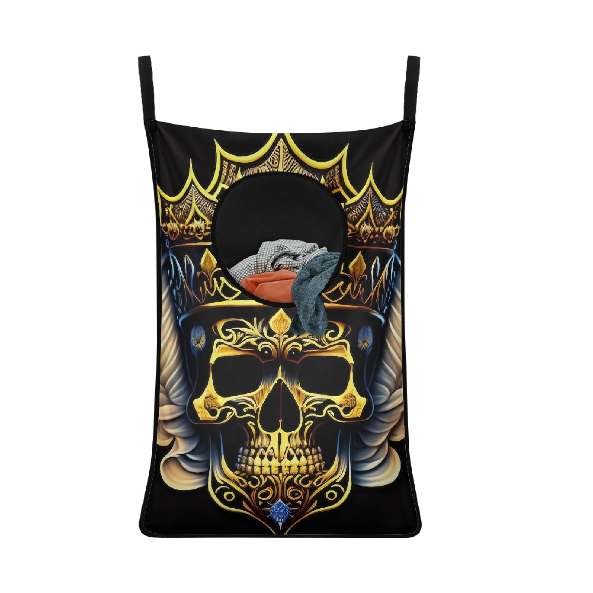 JINMUZAO Skull Hanging Laundry Hamper with Over Door Hooks Space Saving ...