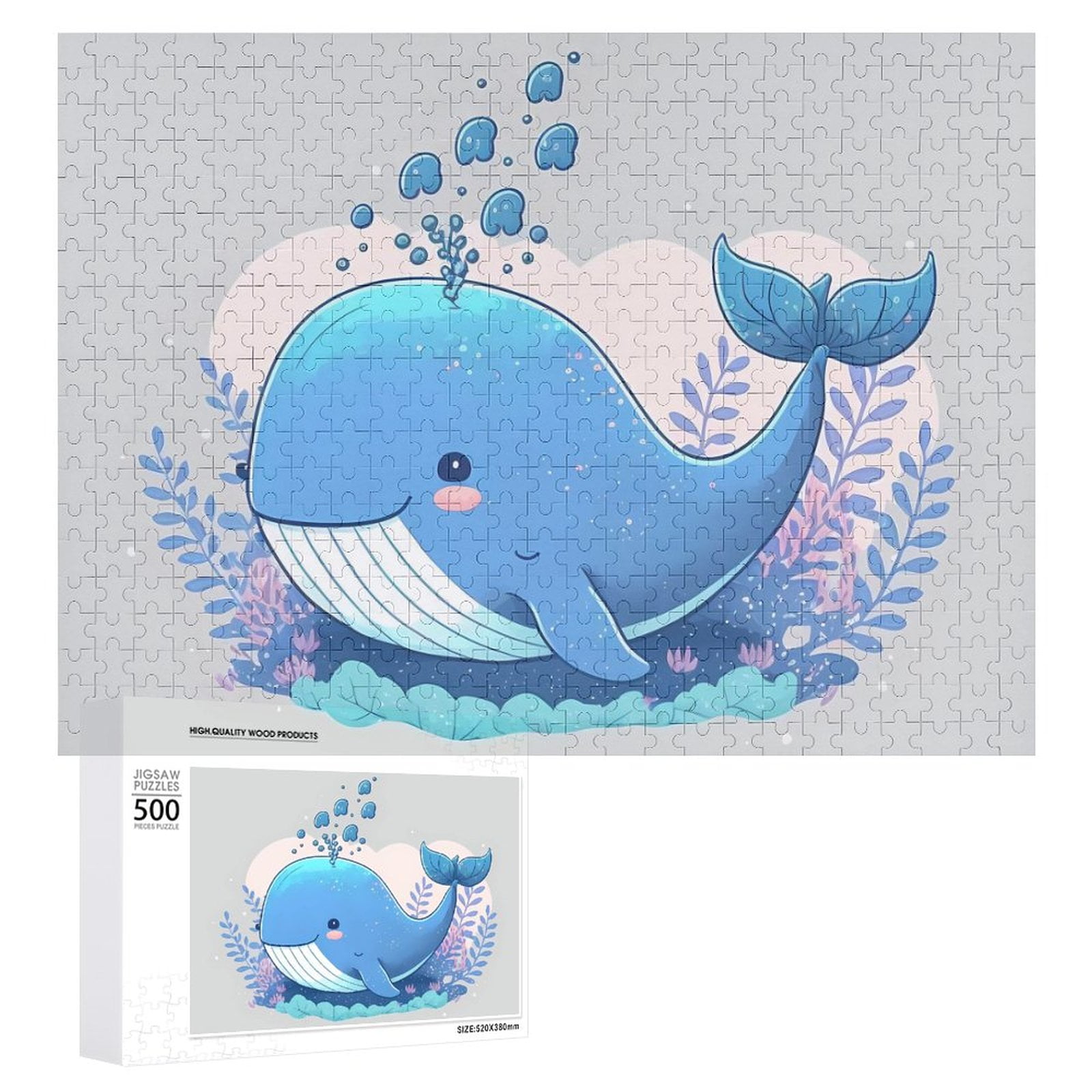 JINMUZAO Whale Pattern Wooden Jigsaw Puzzle - High-Quality Wood Precise ...