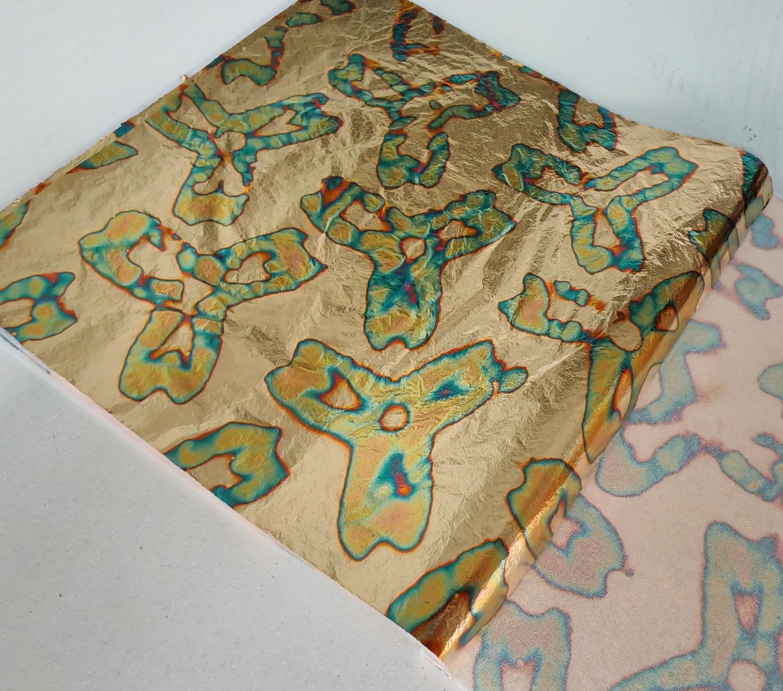 JINRUISI Variegated Gold Foil Leaf 50 Sheets Booklet Colorful Imitation ...