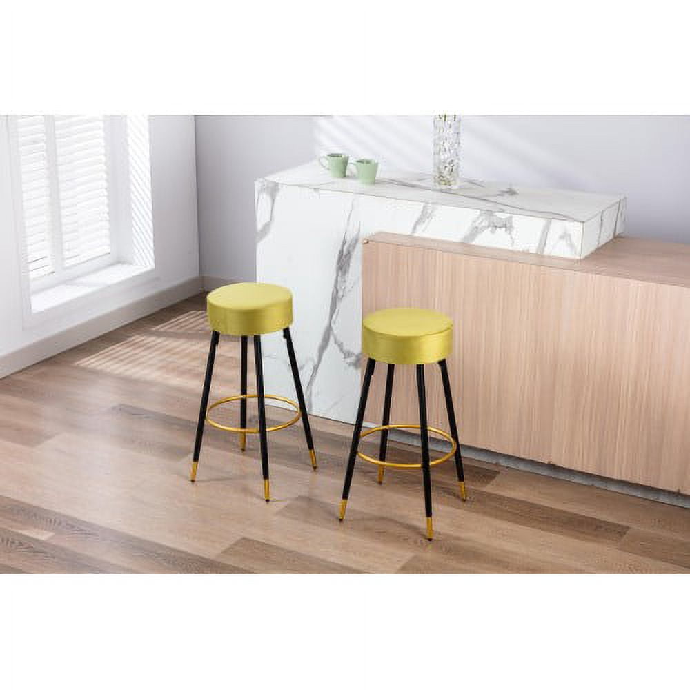 JINS & VICO Bar Stools Set of 2,Modern Velvet Round Counter Height ...