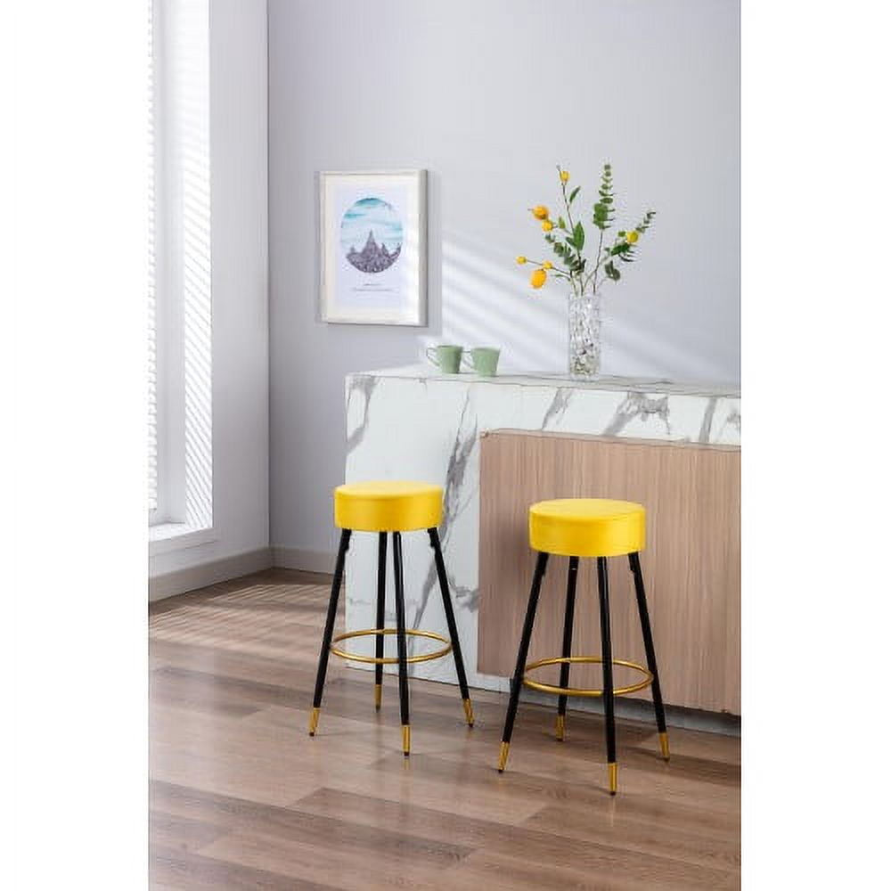 JINS & VICO Bar Stools Set of 2,Modern Velvet Round Counter Height ...