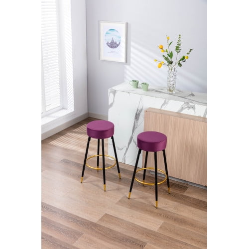 JINS & VICO Bar Stools Set of 2,Modern Velvet Round Counter Height ...