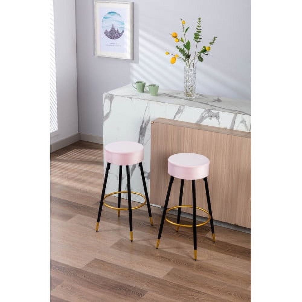 JINS & VICO Bar Stools Set of 2,Modern Velvet Round Counter Height ...