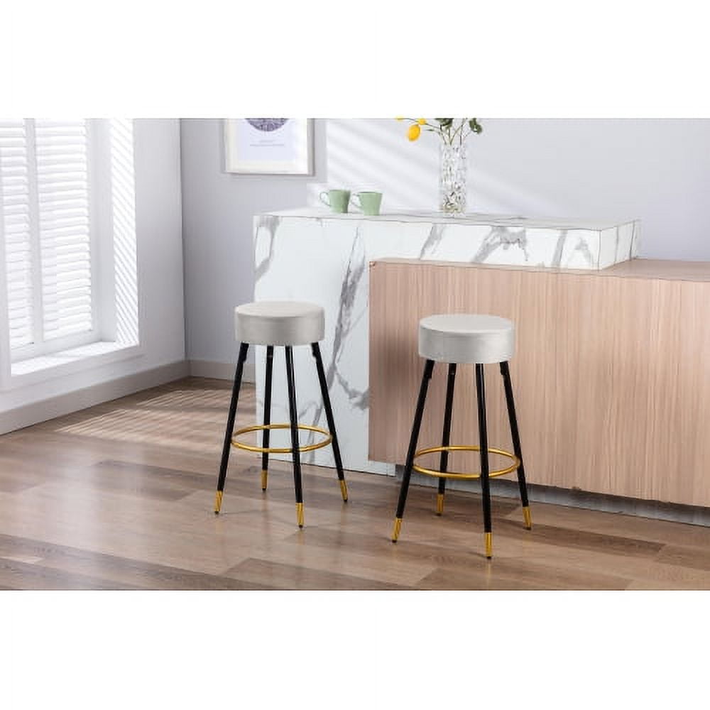 JINS & VICO Bar Stools Set of 2,Modern Velvet Round Counter Height ...