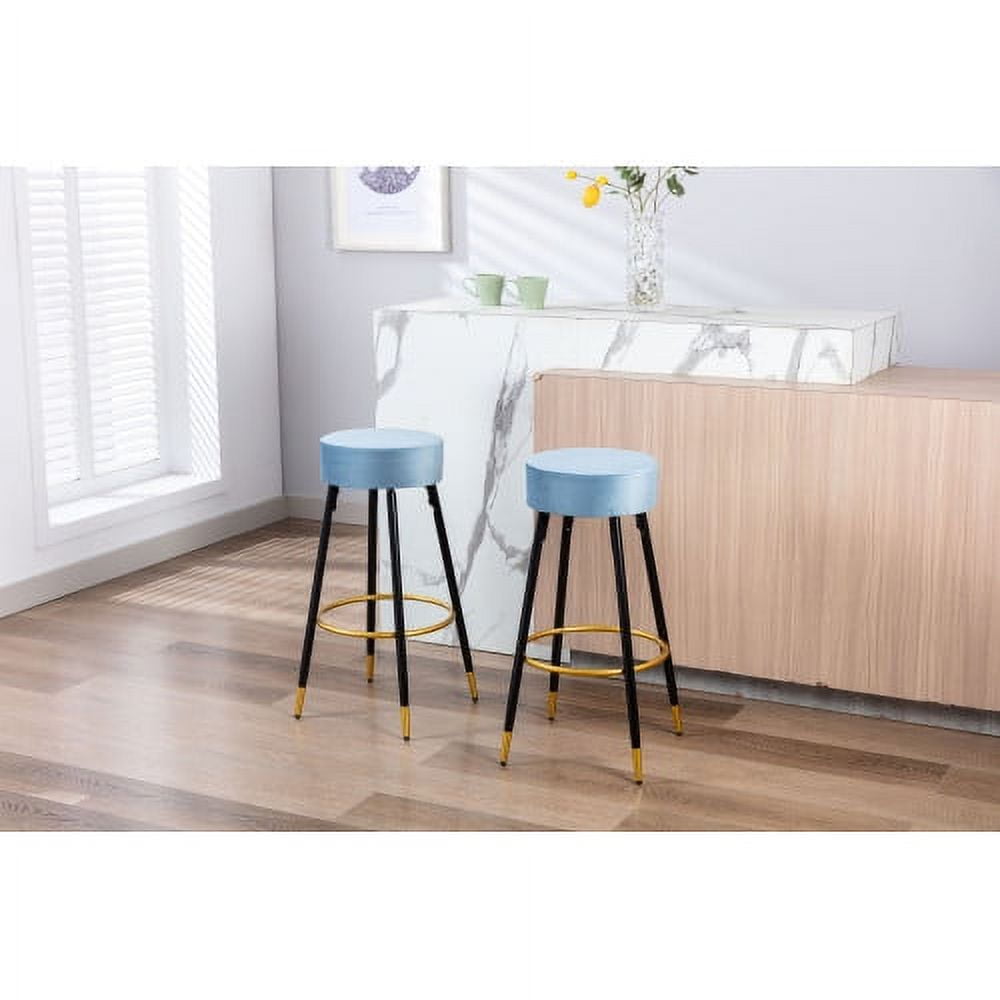 JINS & VICO Bar Stools Set of 2,Modern Velvet Round Counter Height ...
