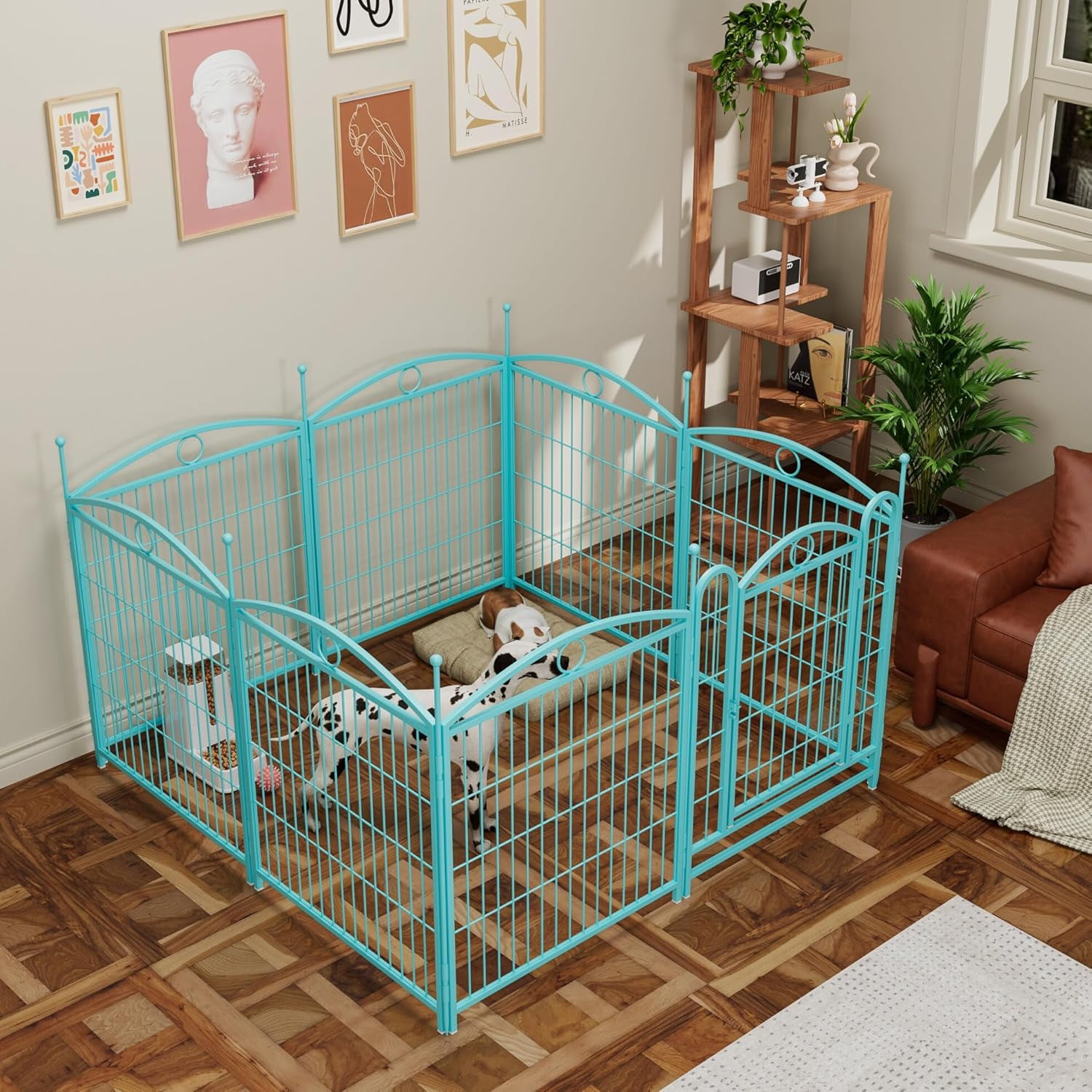 JINS&VICO Dog Playpen, 32" 8 Panels Dogs Barrier Fence with Door, Heavy ...