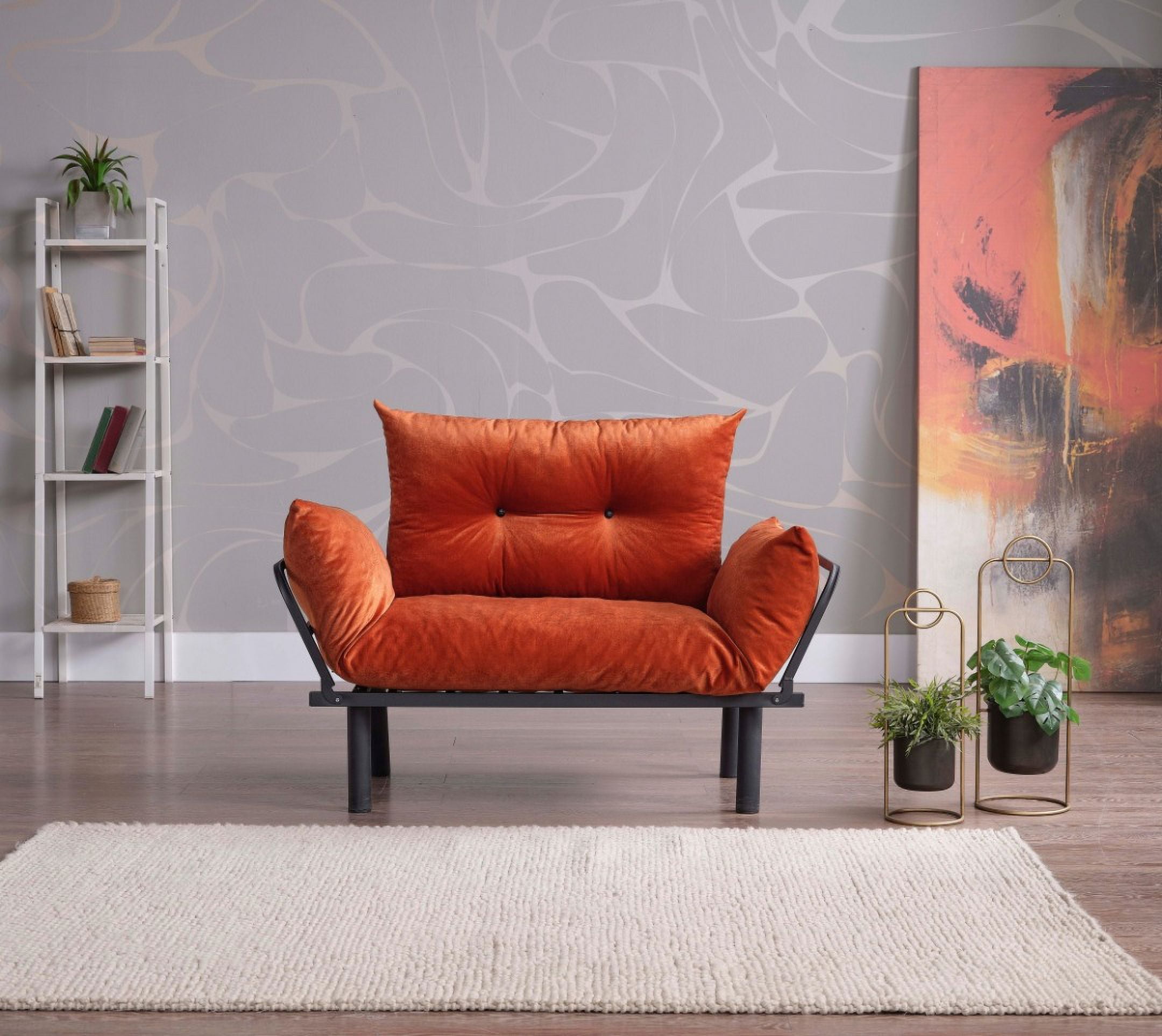 JINS&VICO Futon Love Seats with Adjustable Backrest, 2 Seat Convertible ...