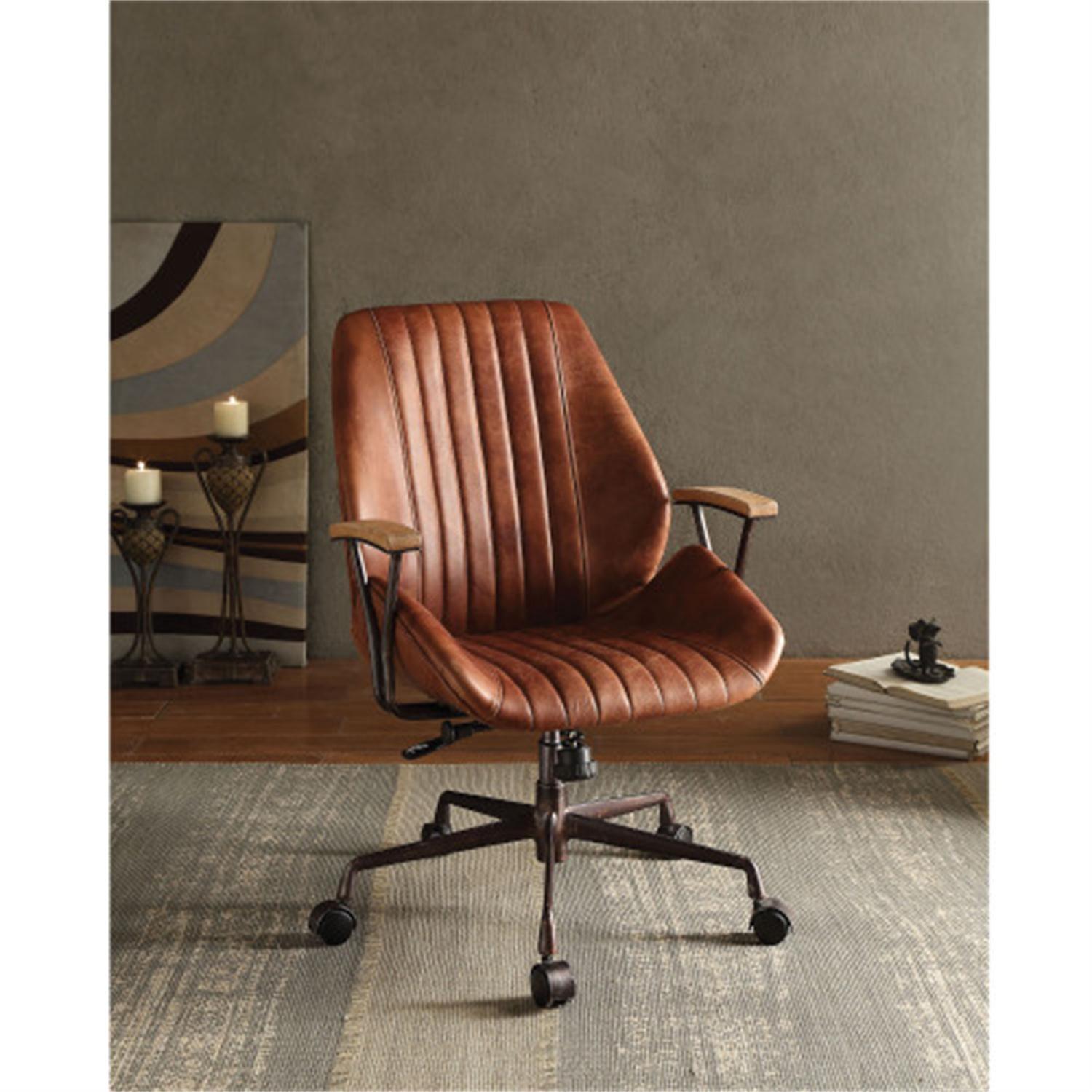 JINS&VICO Hamilton Office Chair in Cocoa Top Grain Leather - Walmart.com