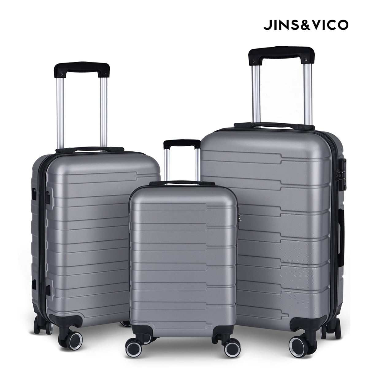 JINS&VICO Luggage Suitcase 3 Piece Sets Hardside Carry-on luggage with ...
