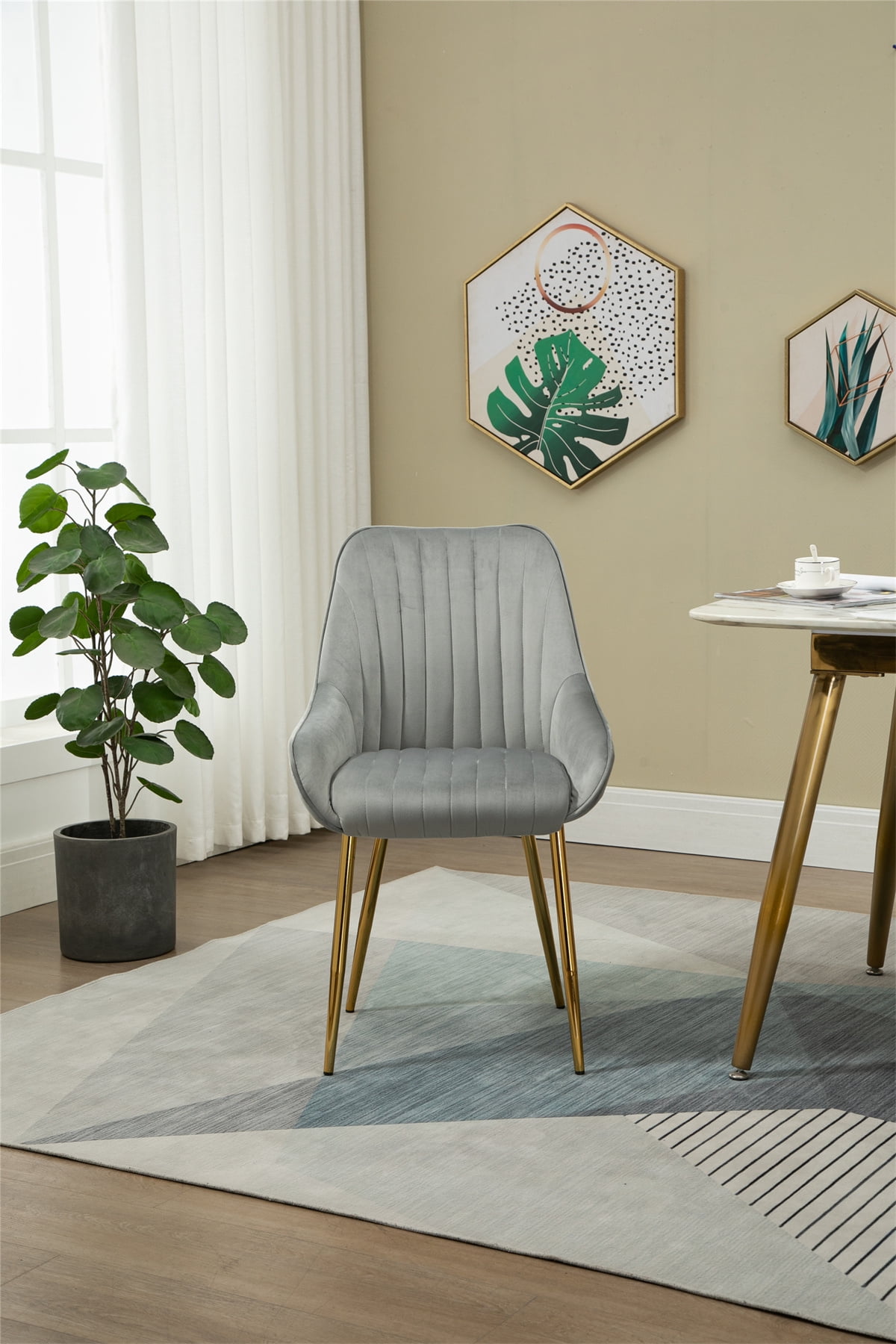 JINS&VICO Modern Velvet Dining Chair Accent Chair,Living Room Arm Chair ...