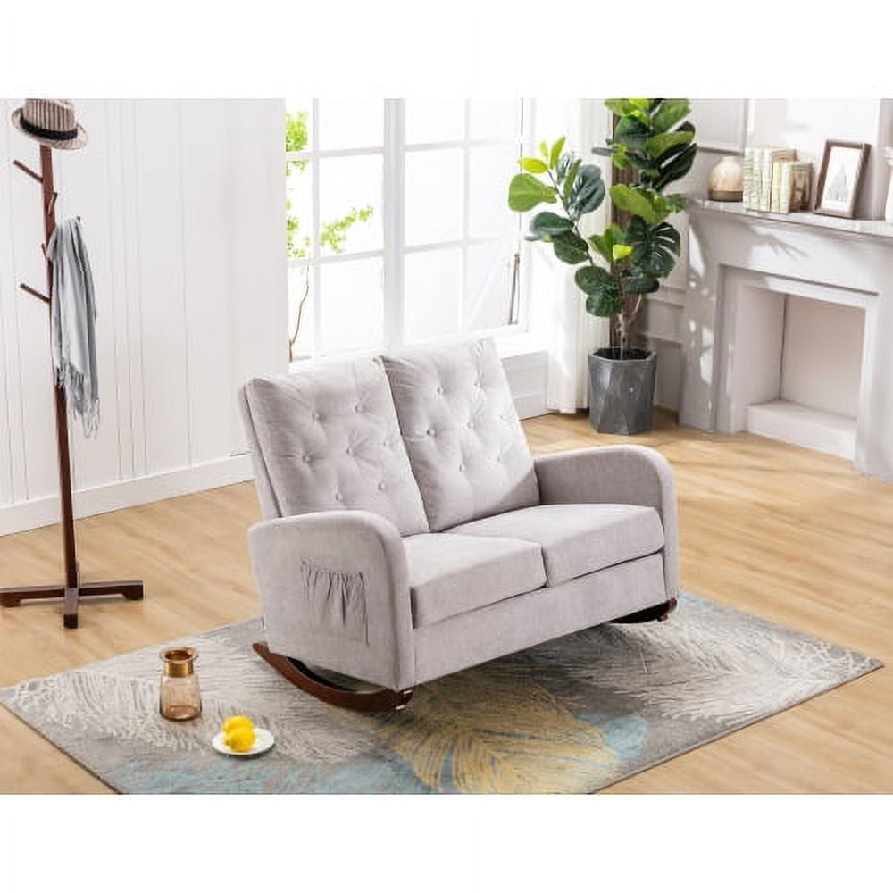 JINS & VICO Rocking Sofa, Button Tufted Living Room Sofa with Solid ...