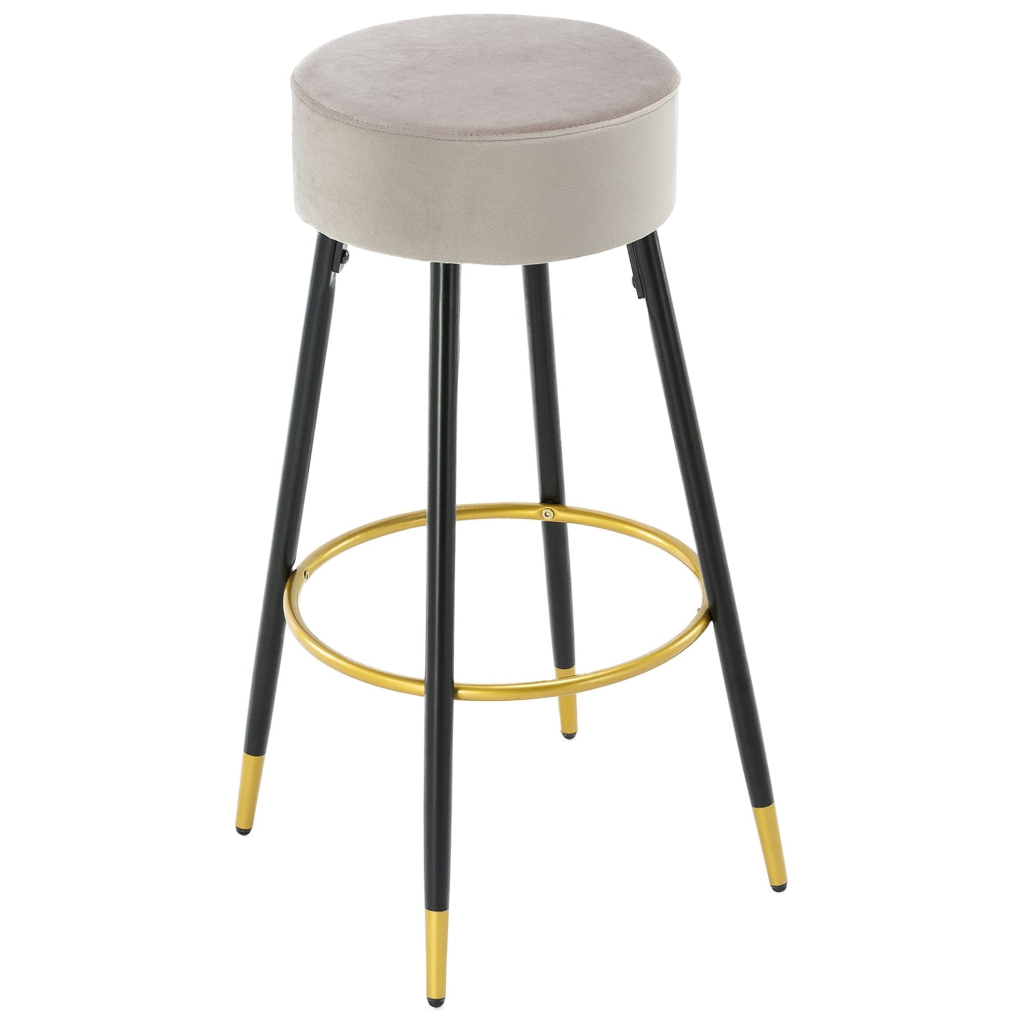 JINS&VICO Set of 2 Backless Bar Stools with Golden Footrest, Kitchen ...