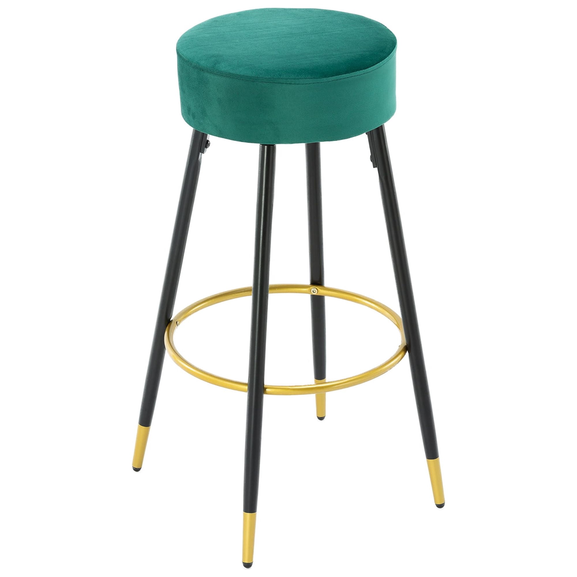 JINS&VICO Set of 2 Backless Bar Stools with Golden Footrest, Kitchen ...