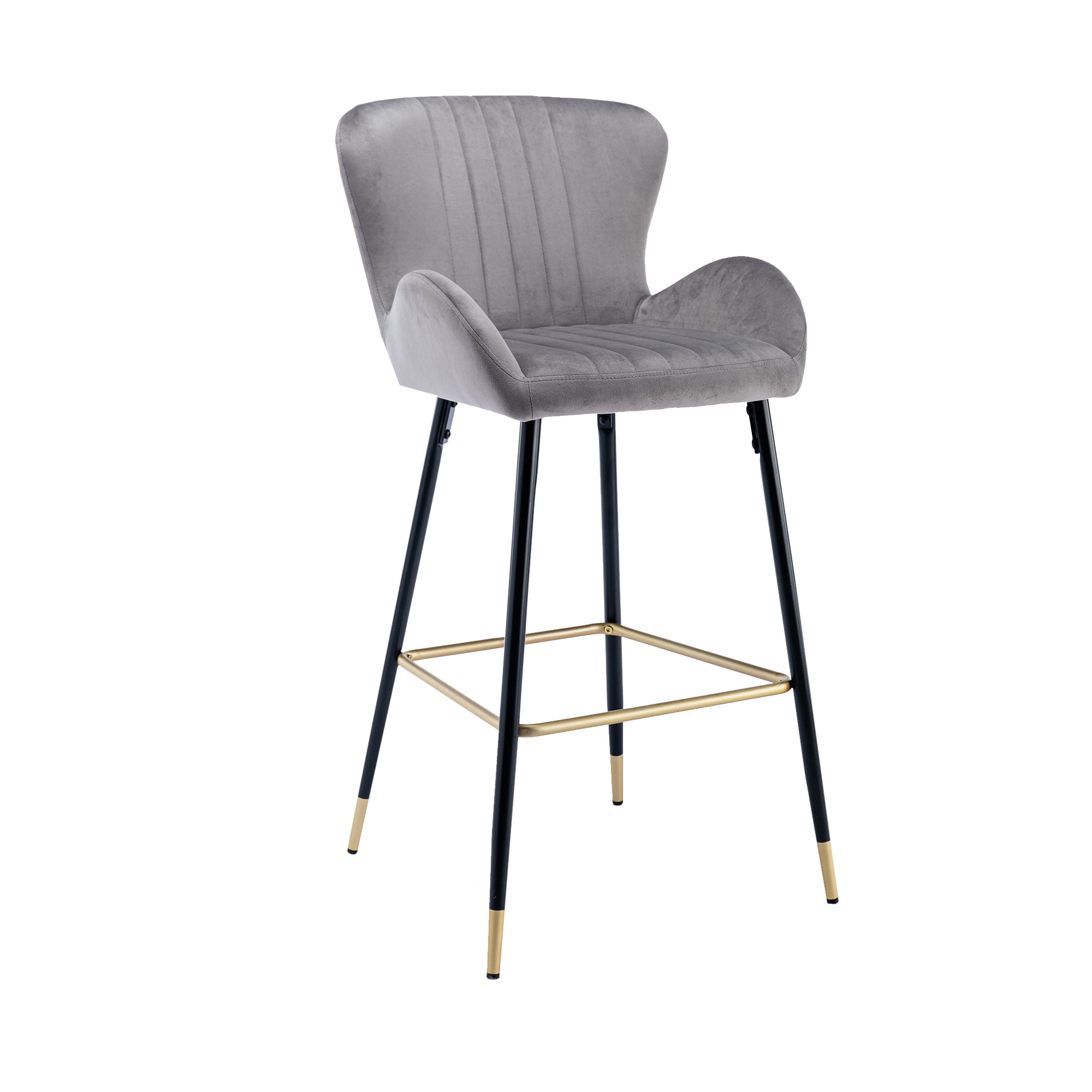 JINS&VICO Set of 2 Bar Stools with Back and Footrest, Upholstered ...