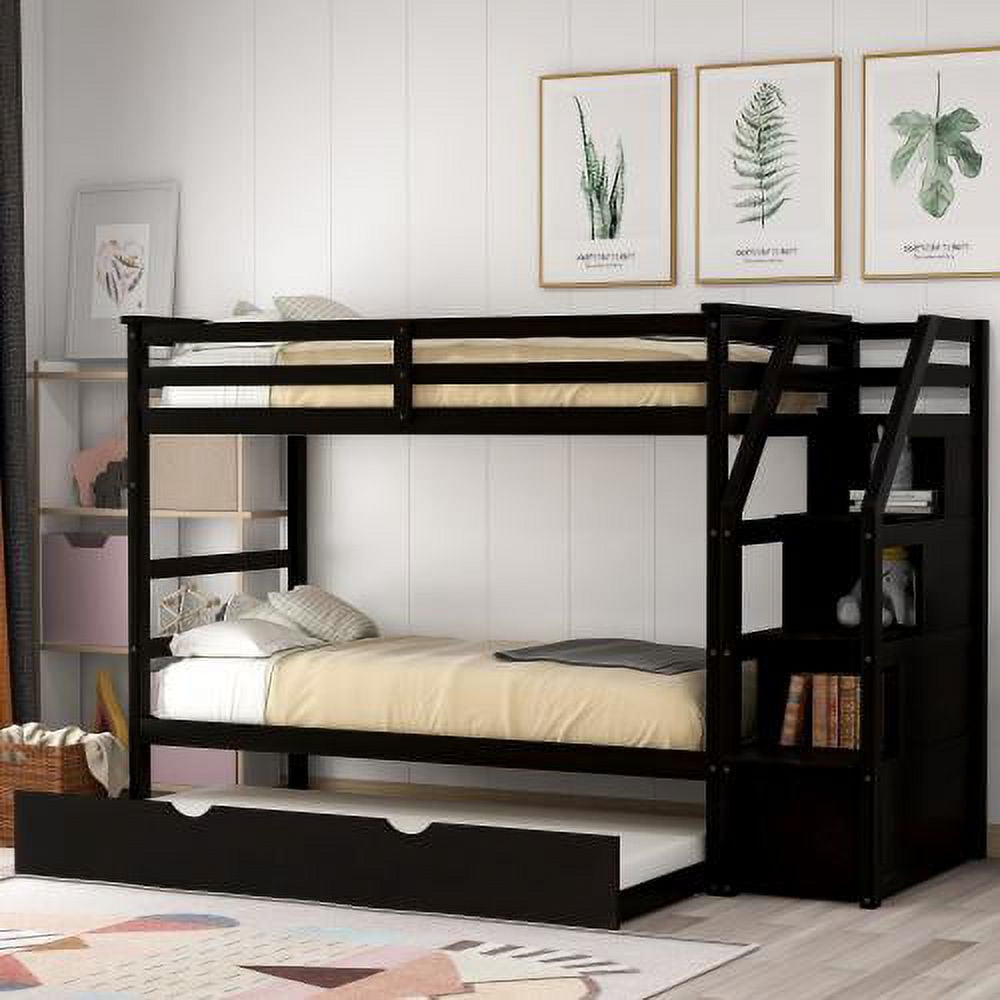 JINS&VICO Solid Wood Bunk Bed Frame No Box Spring Needed with ...