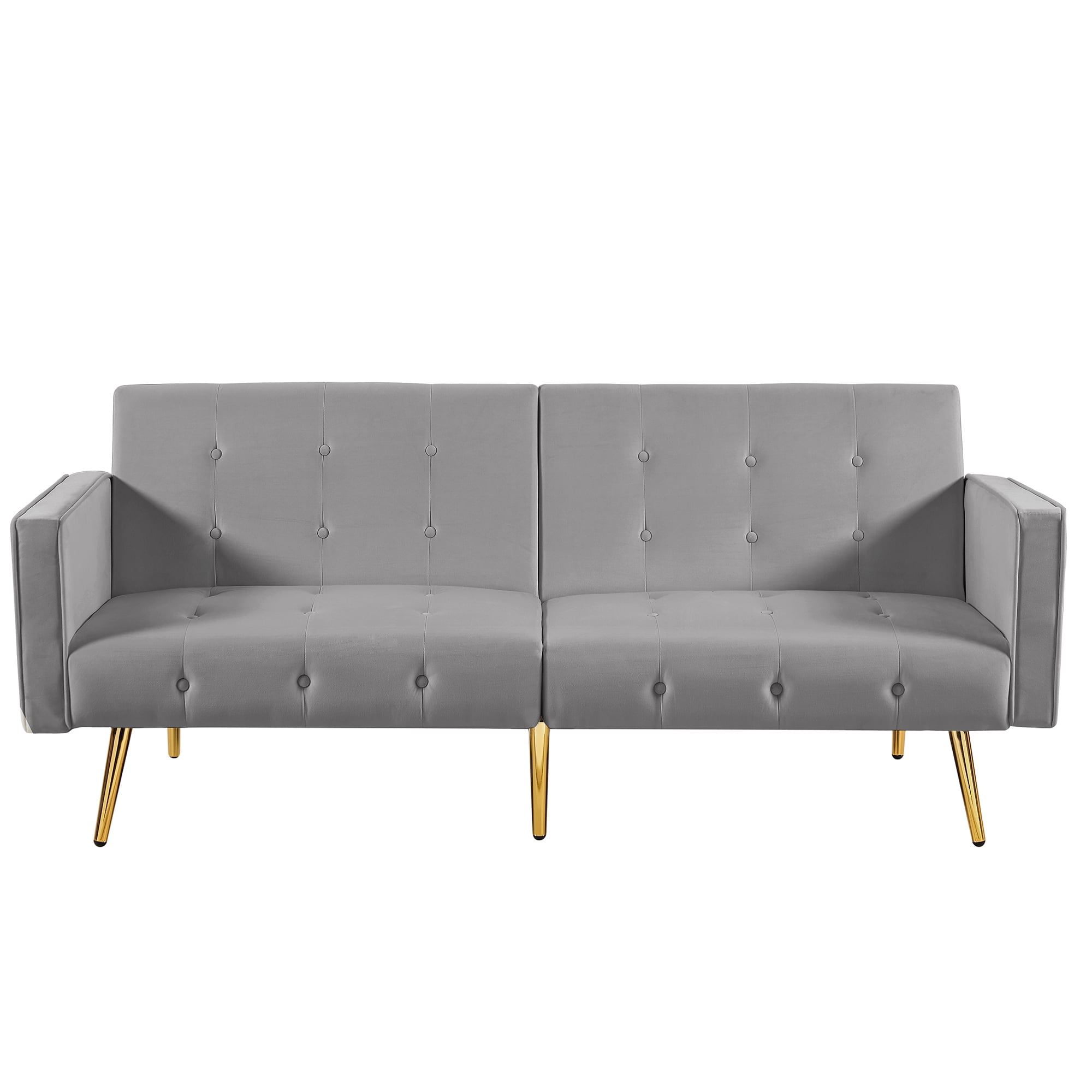 JINS&VICO Velvet Futon Sofa Bed,Modern Button Tufted Sleeper Sofa Couch ...