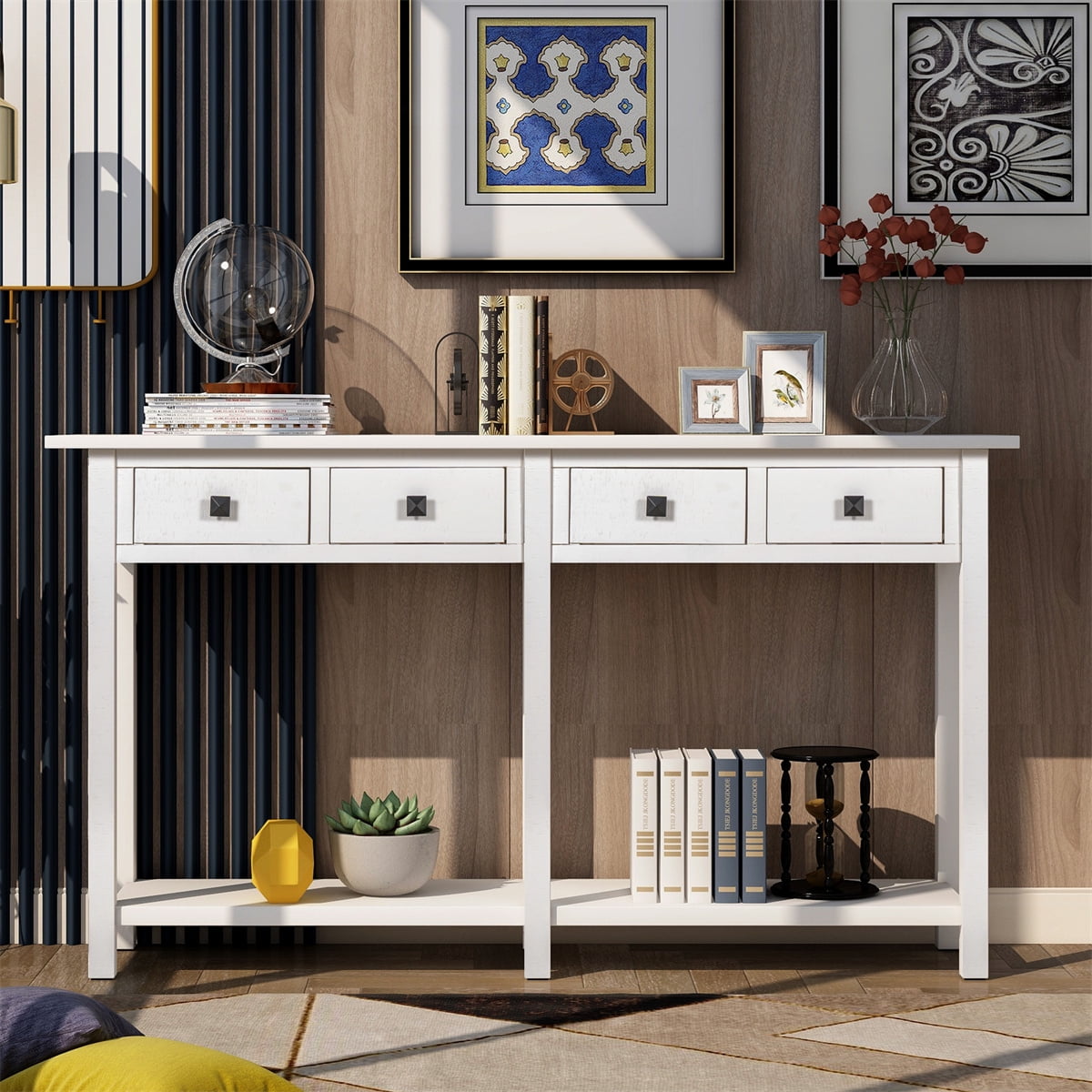 JINS&VICO Wood Entryway Table, Console Table with Storage Drawer and ...