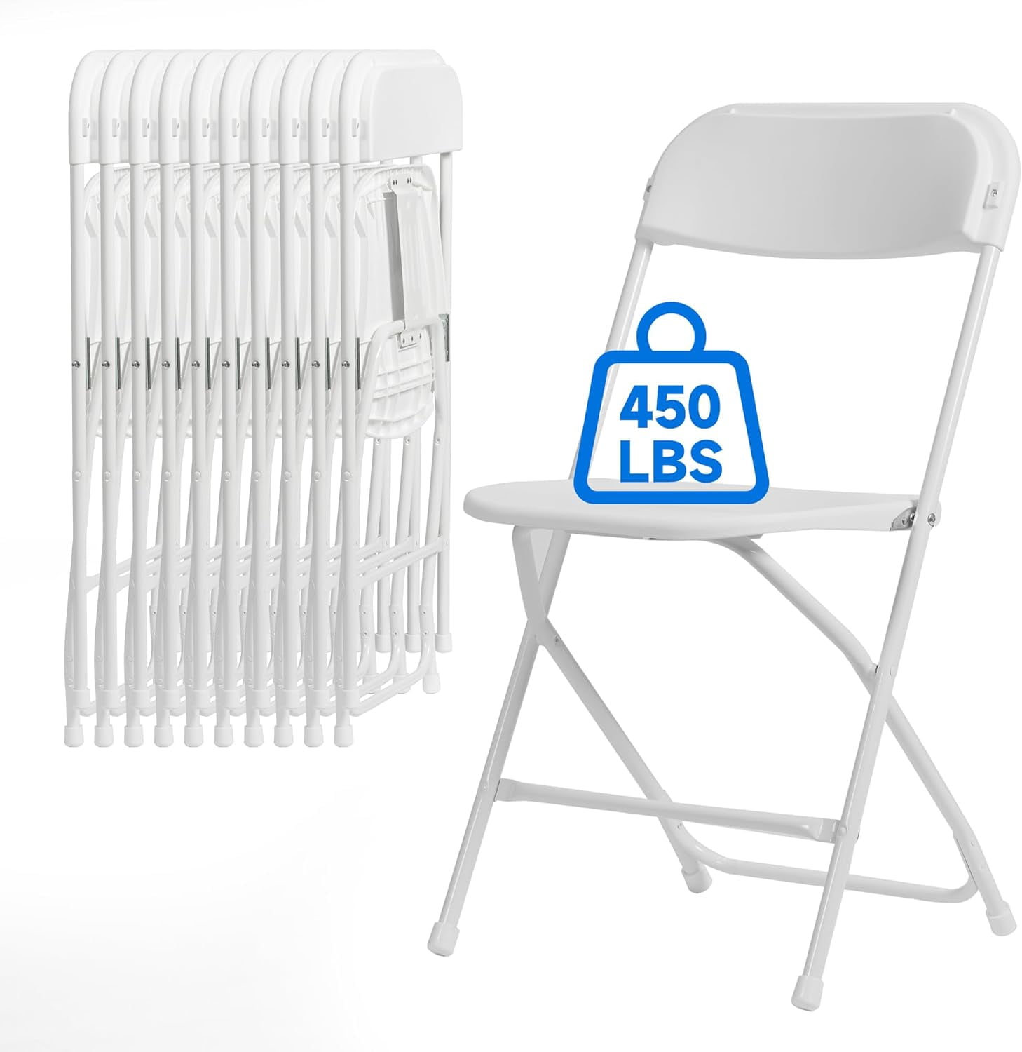 JINSEED Heavy Duty 10 Pack Portable Foldable Plastic Chairs, Ideal for ...