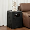 JINSEED End Table with Power Outlet & USB Port, Wood Nightstand with ...