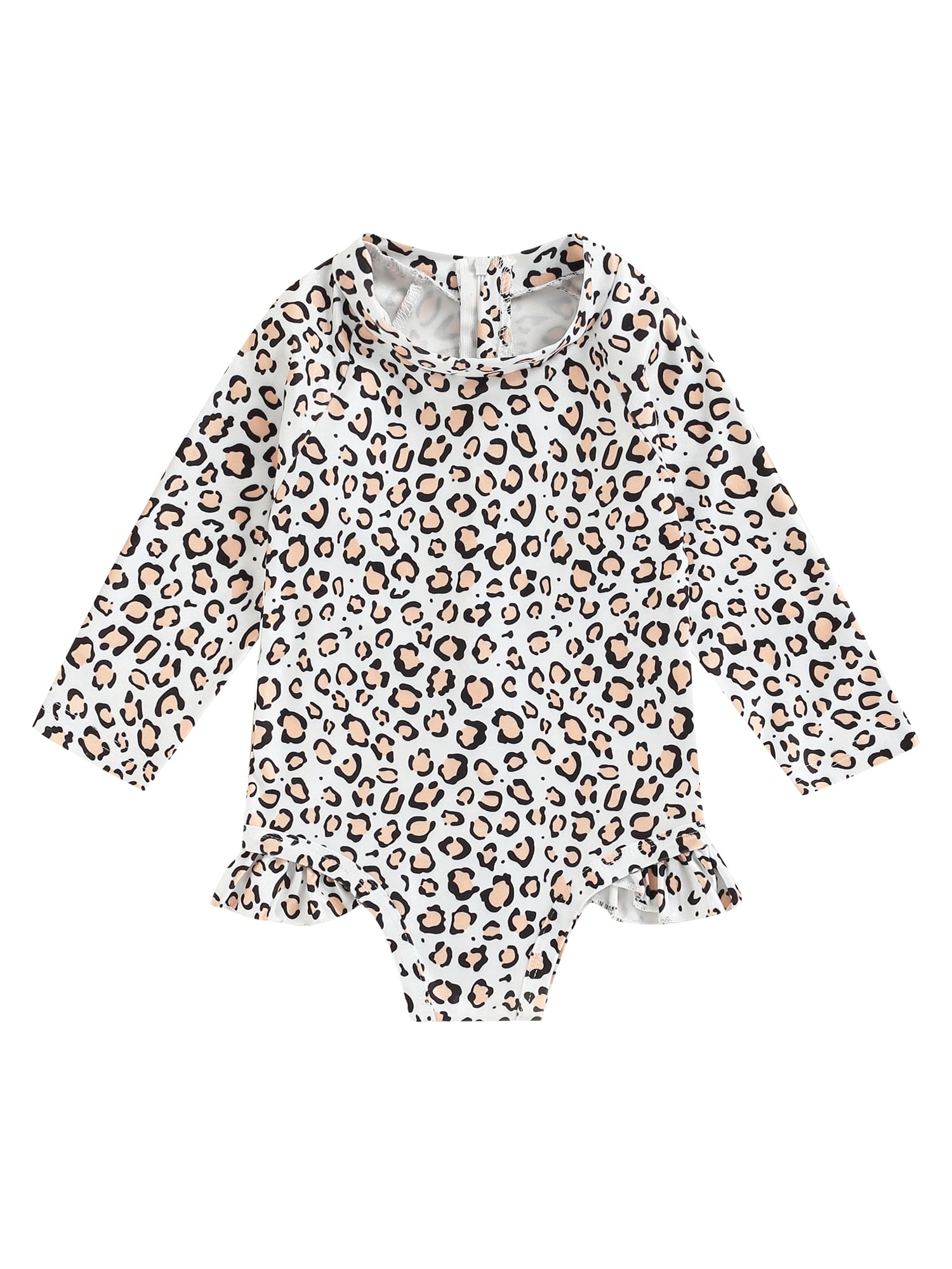 JINSIJU Cool Little Girl Swimwear Long Sleeve Turtle Neck Leopard ...