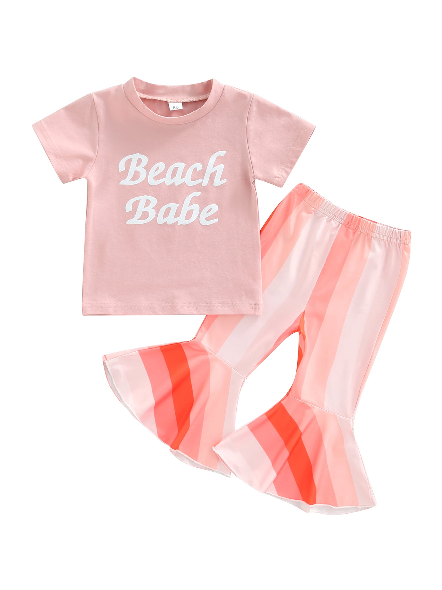 JINSIJU Fashionable Little Girl Pants Set, Short Sleeve Round Neck ...