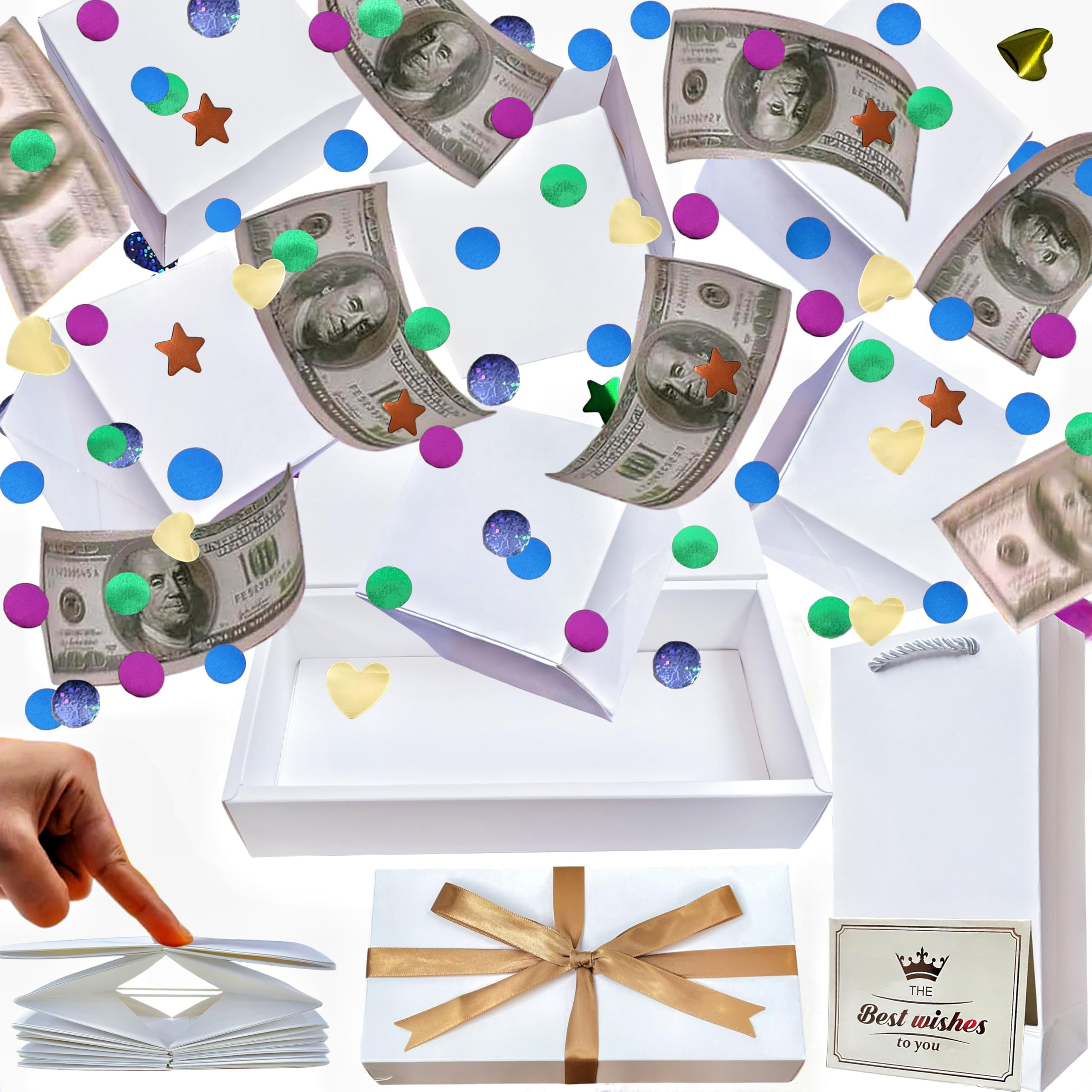 JINSTABAG Surprise Gift Box BDF32 for Money, DIY Unique Folding Bouncing Gift Boxes with ...