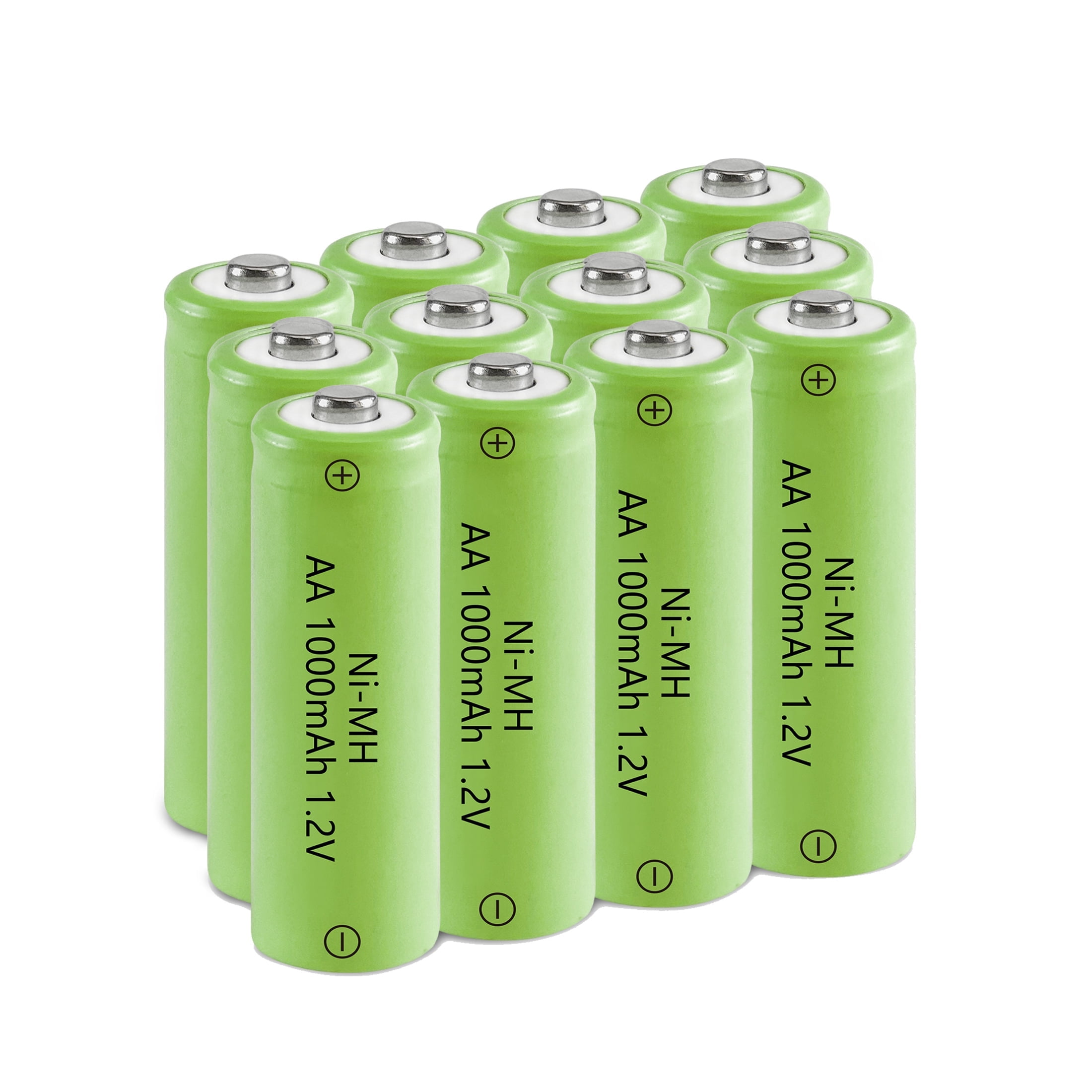 JINTION Rechargeable Aa Batteries, Solar 1.2V Ni-MH 1000mAh Battery, 12 ...