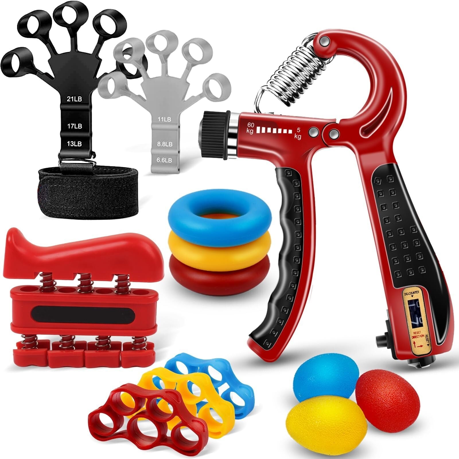JINXW Grip Strength Trainer Kit, Hand Gripper Strengthener, Forearm ...