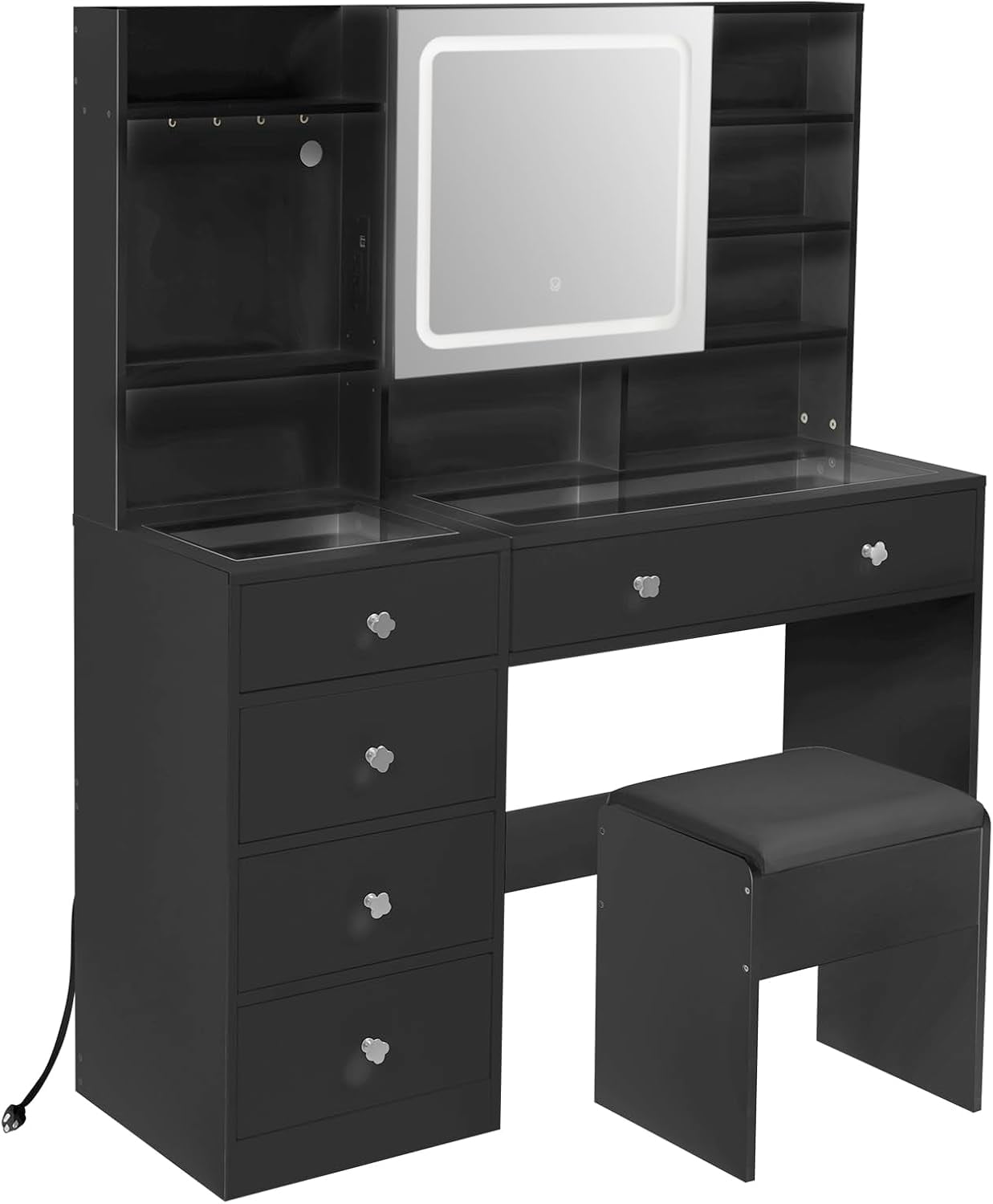 JINYU Makeup Vanity with Lighted Mirror Bedroom Vanity Desk with Charging Station Large Vanity ...