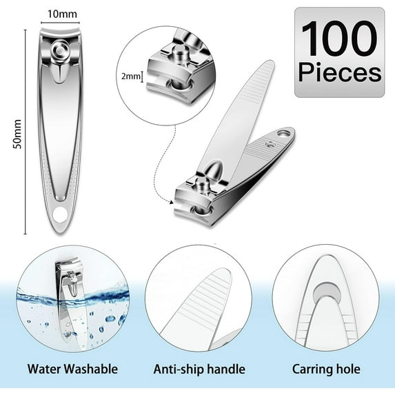 JINYUN-100-Pack Nail Clippers Bulk Toenail Fingernail Clippers Pack ...