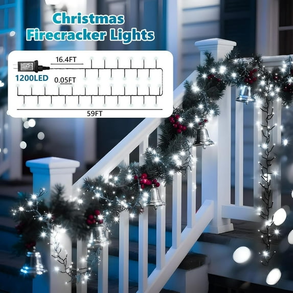 JINYUN-1200 LED 59FT Christmas Cluster Lights, Cool White Christmas ...