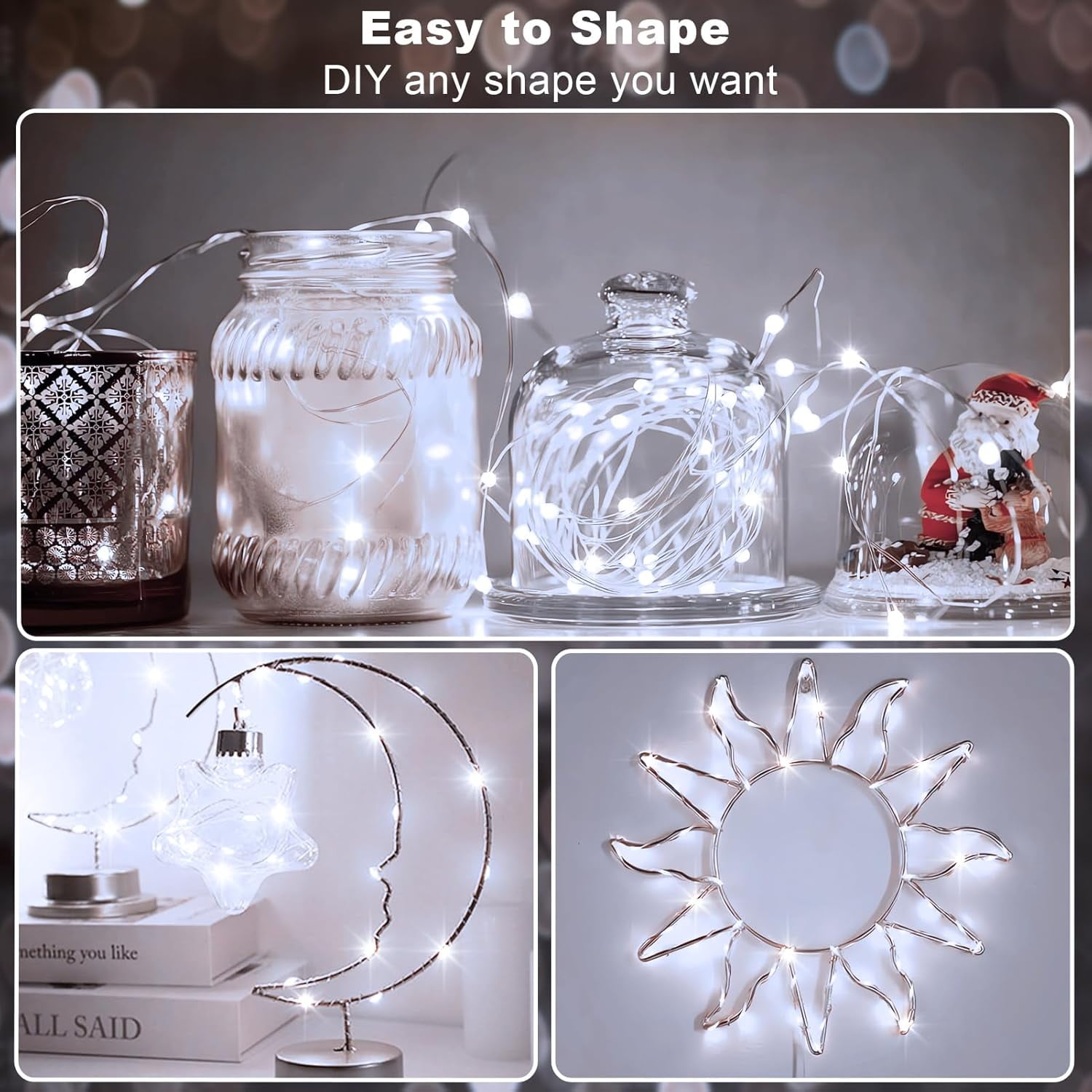 JINYUN-2 Pack 20FT 60 LED Fairy Lights Battery Operated, Twinkle Lights ...