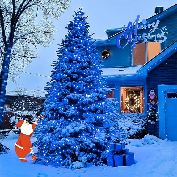 JINYUN-2 Pack Blue Solar Christmas Lights: 100 LED 33ft Blue Solar ...