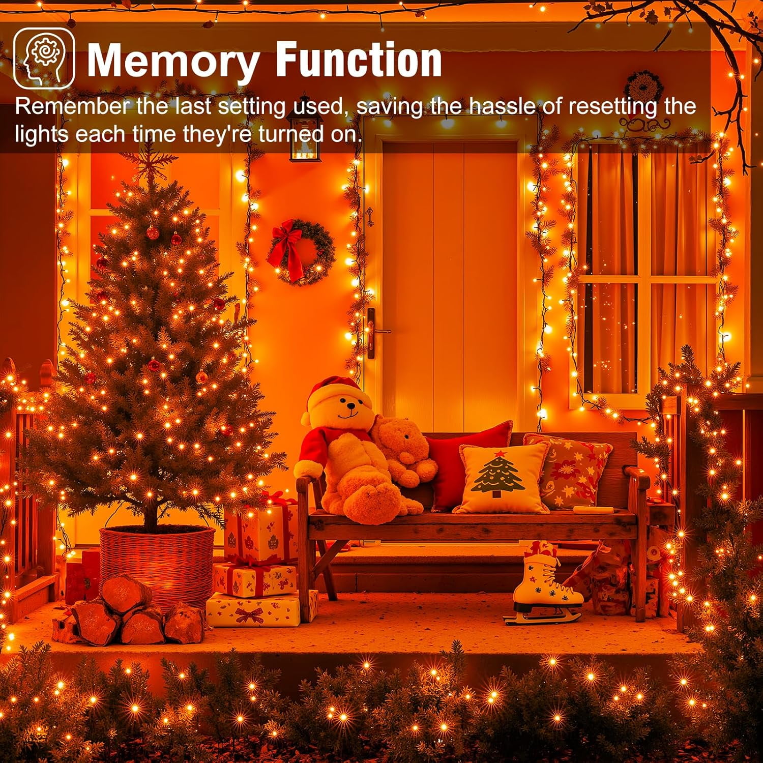 JINYUN-2 Pack Christmas Lights Outdoor, Total 200FT 600 LED Orange ...